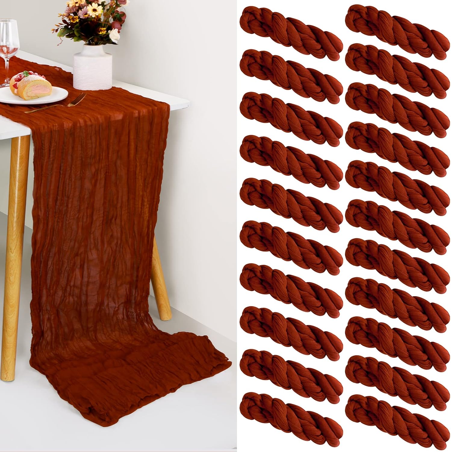Amazon.com: 21 Pack Terracotta Cheesecloth Table Runner 10FT Gauze ...