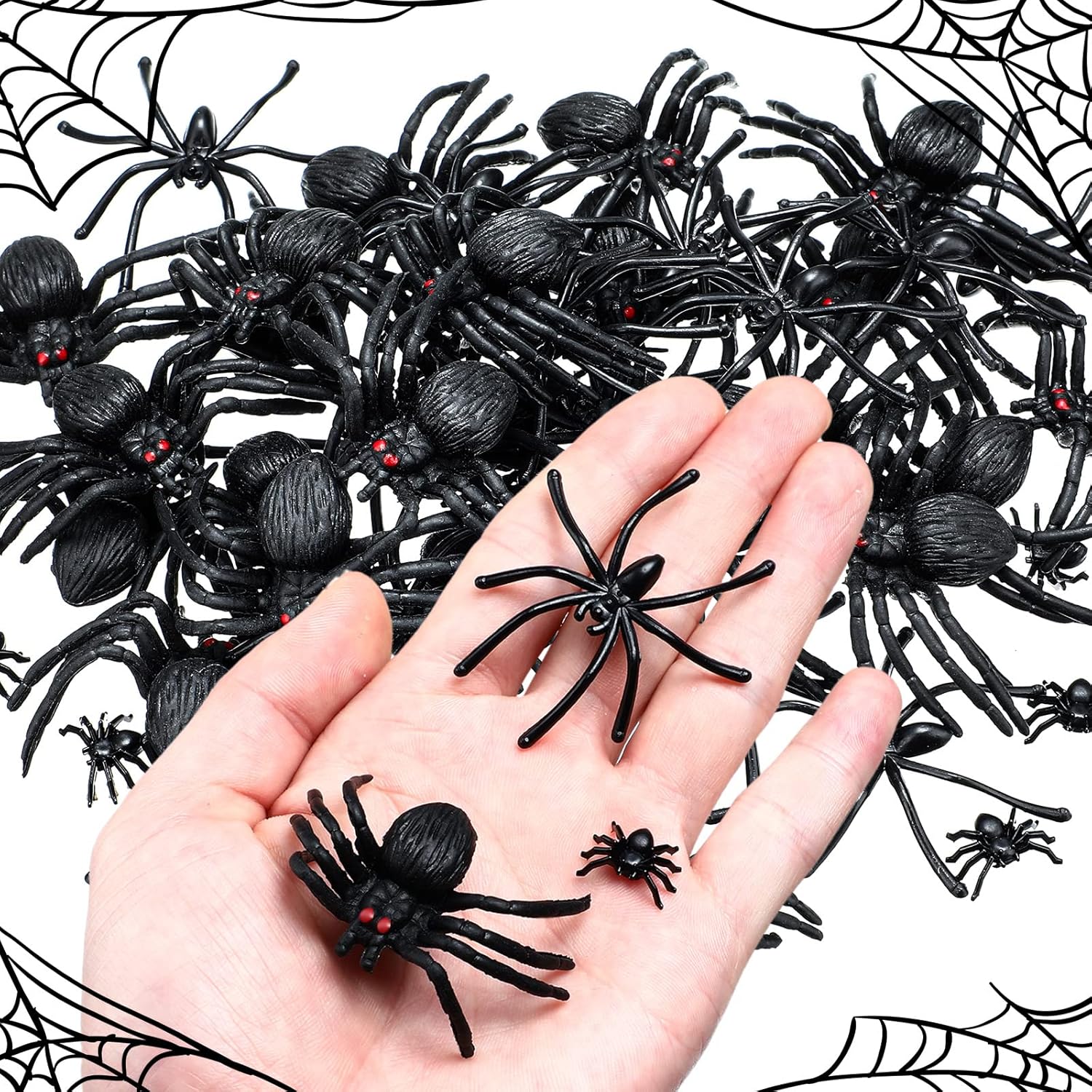 Amazon.com: Chivao 60 Pcs Halloween Realistic Plastic Spider Toys ...