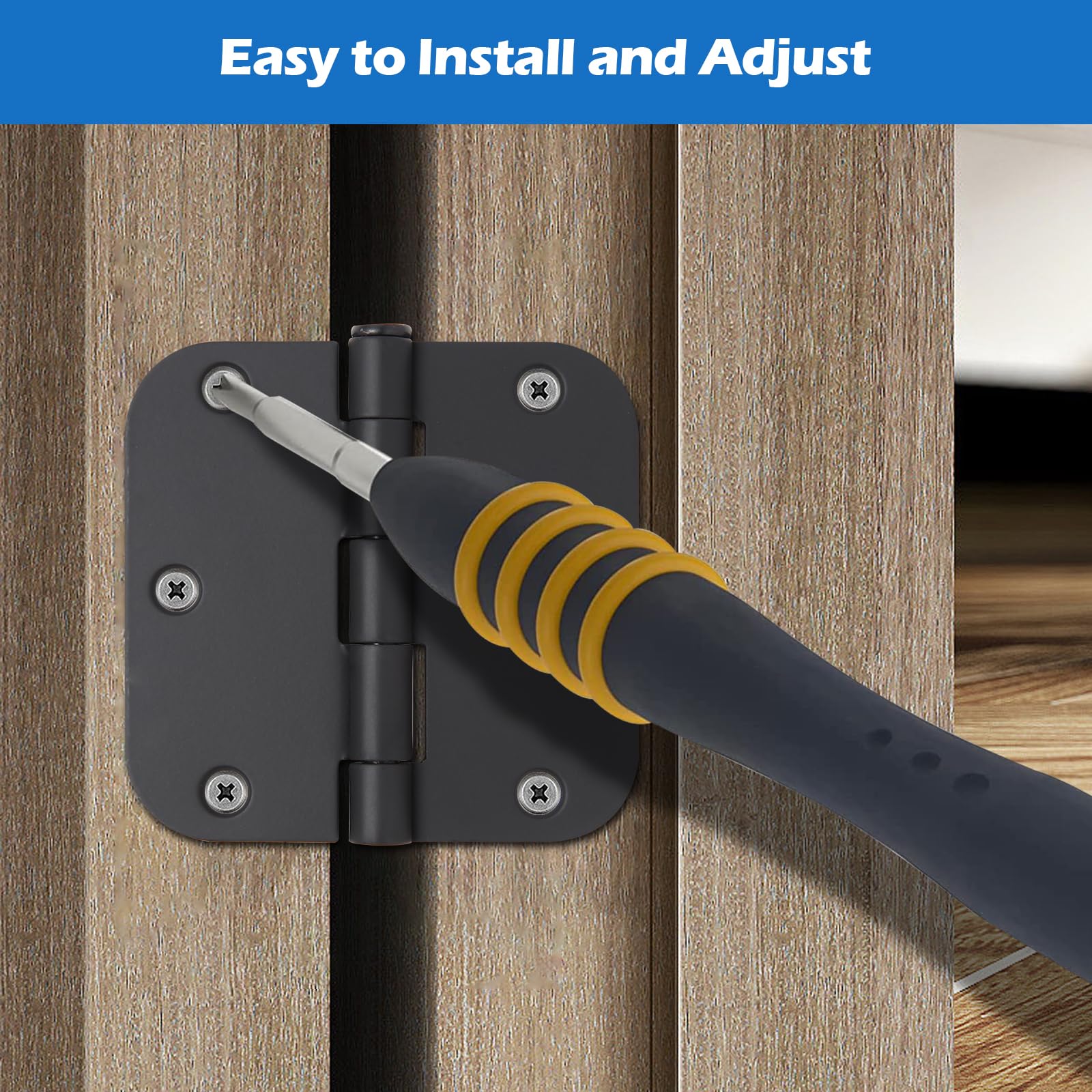 Snapklik.com : 18 Pack Matte Black Door Hinges, 3.5 Inch Rounded 5/8 ...