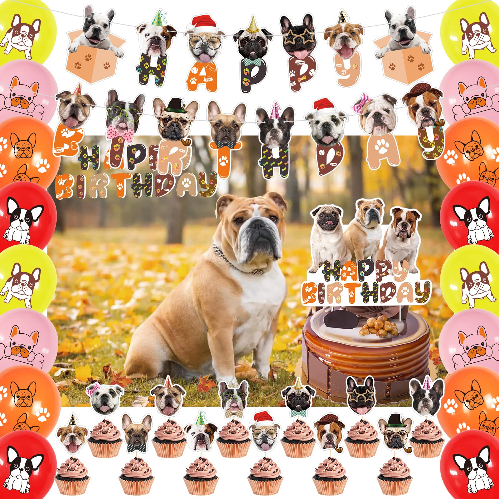 Amazon.com: ADIANZI French Bulldog Party Decorations Party Favors ...