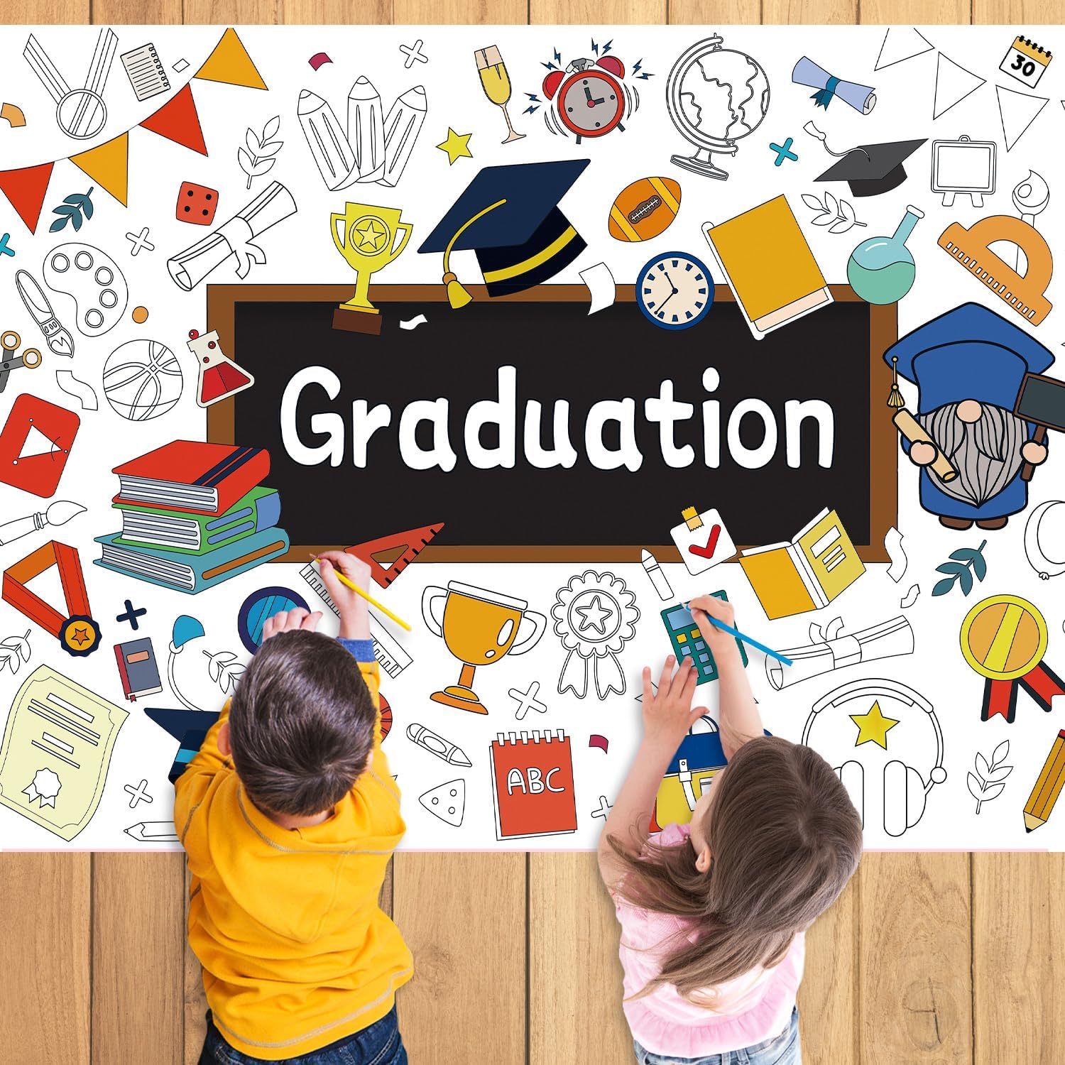 Amazon.com: Graduation Season DIY Coloring Paper Tablecloth, Graduation ...