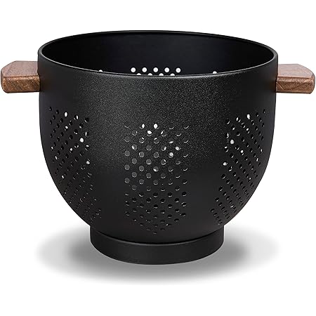 Amazon.com: Metal Colander with Wood Handle, Powder Coated Steel Large ...