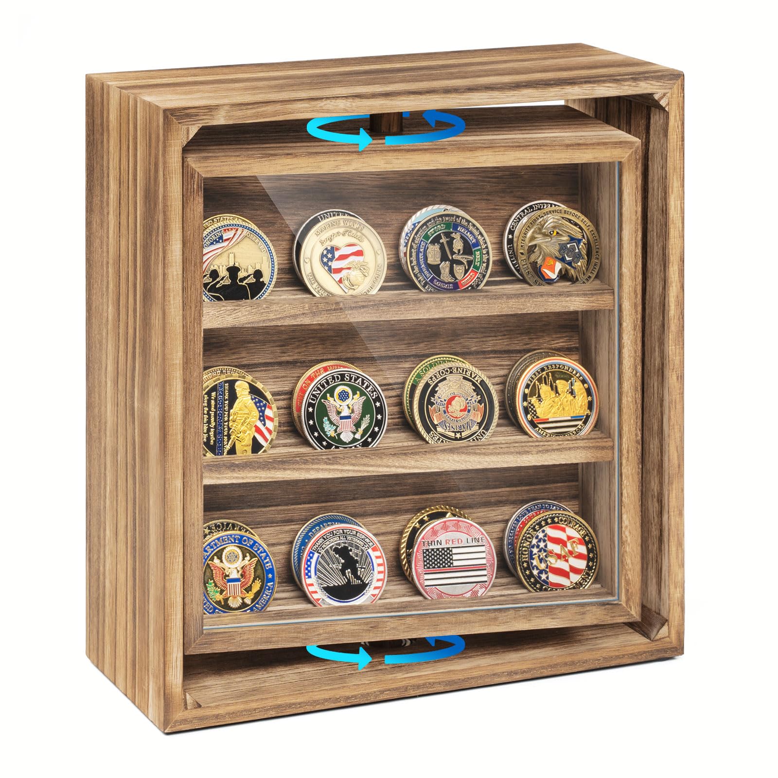 Amazon.com: Emfogo Challenge Coin Display, Wooden Double-Sided ...