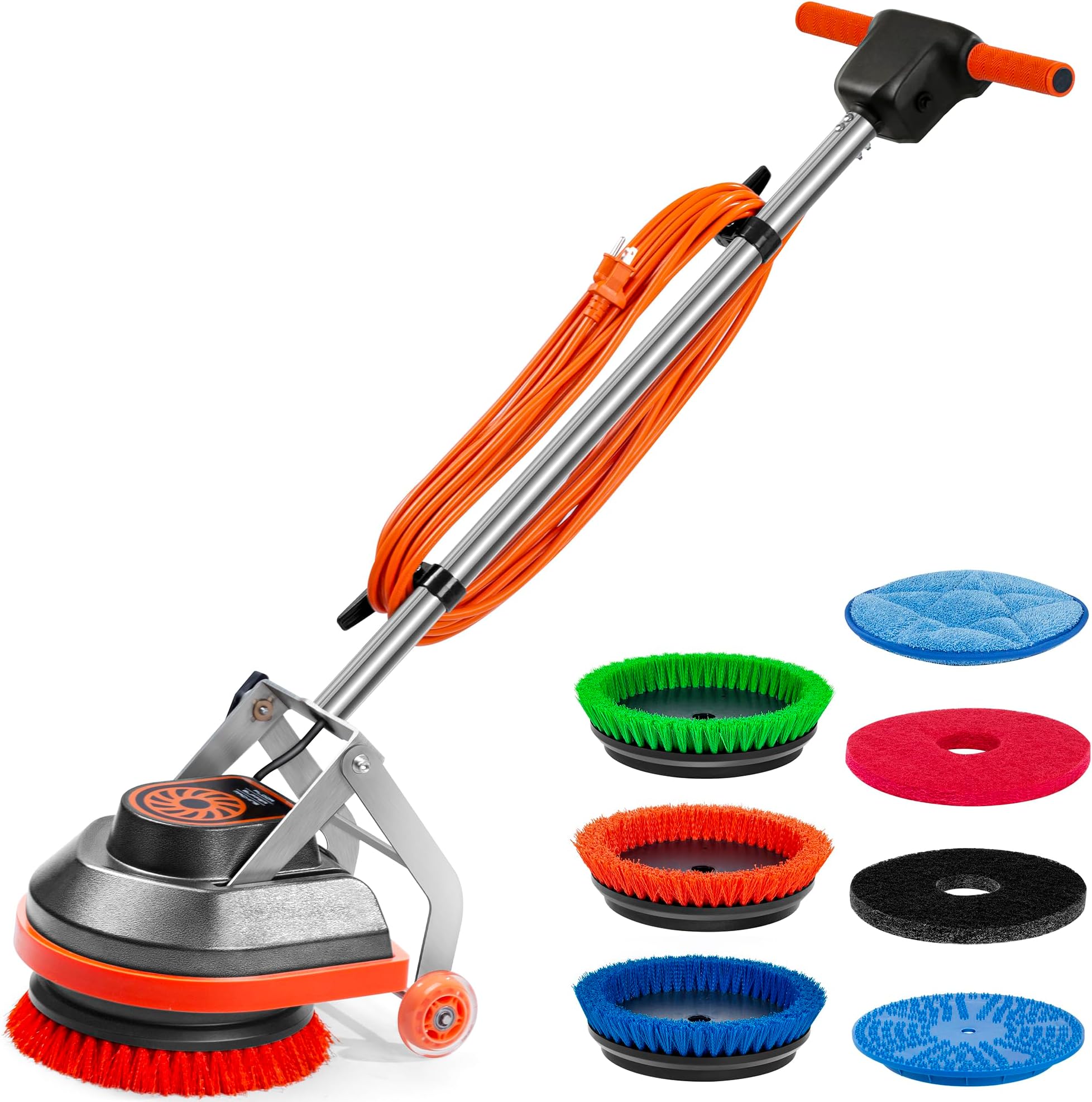 HHQ Commercial Floor Scrubber Machine with Brushes and Pads, Heavy Duty ...