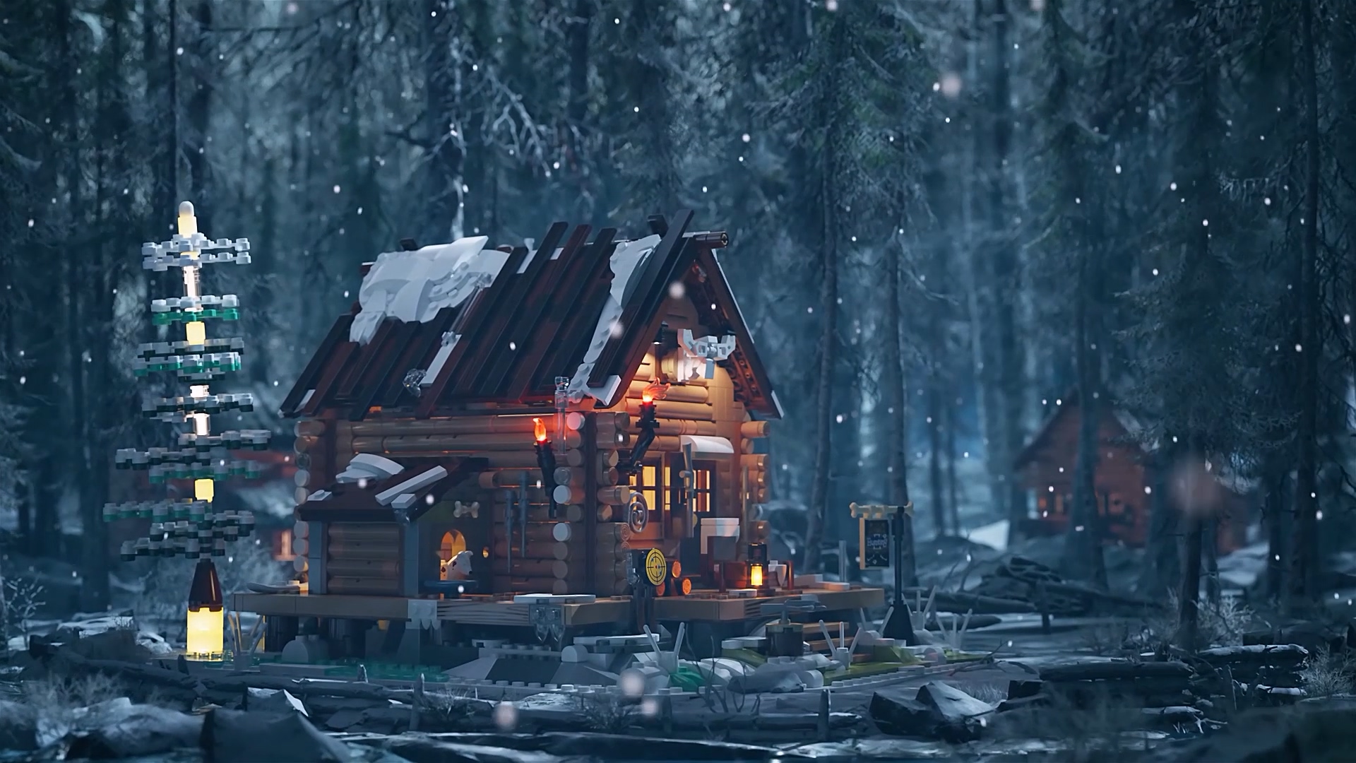 Watch FUNWHOLE Hunting Cabin Lighting Building Bricks Set 2036 Pcs on ...