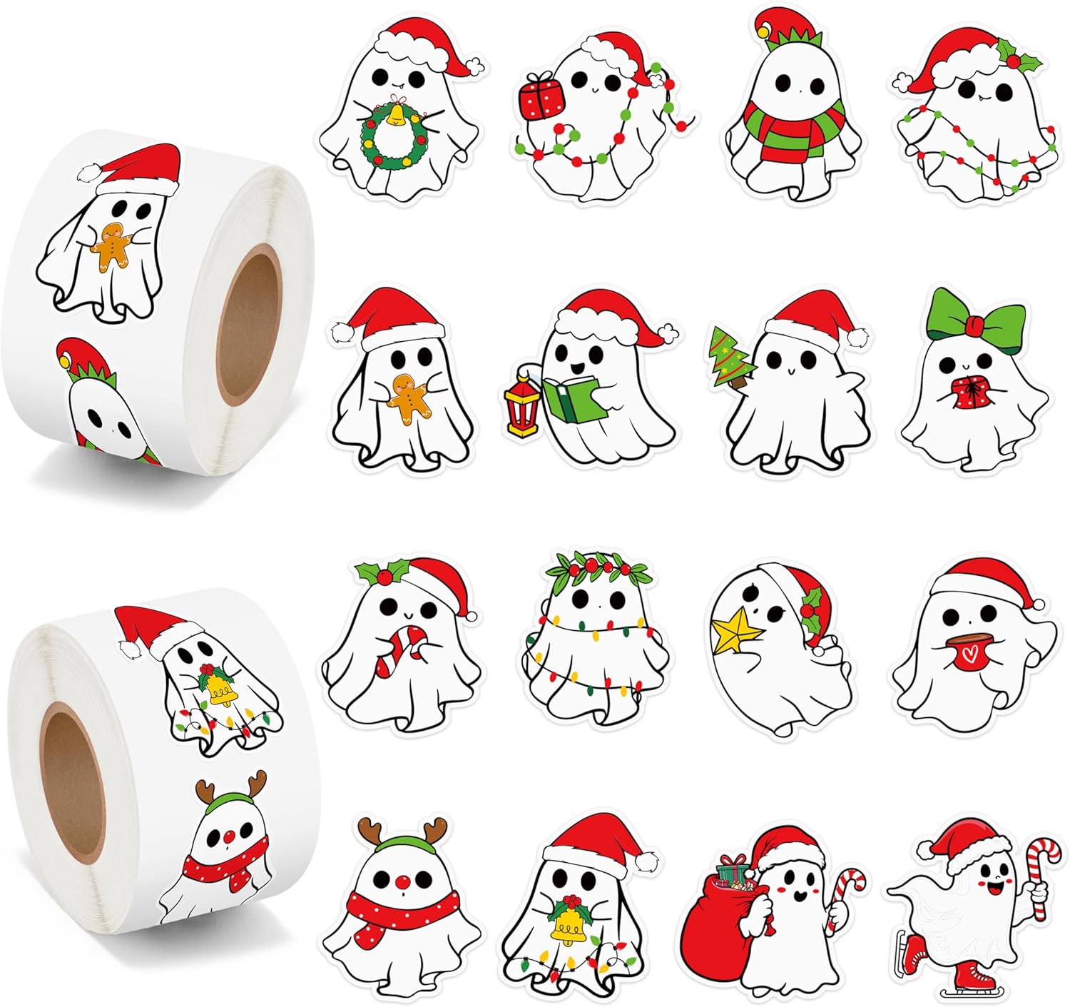 Amazon.com: BeYumi Christmas Cute Ghost Stickers - 1000Pcs Christmas ...