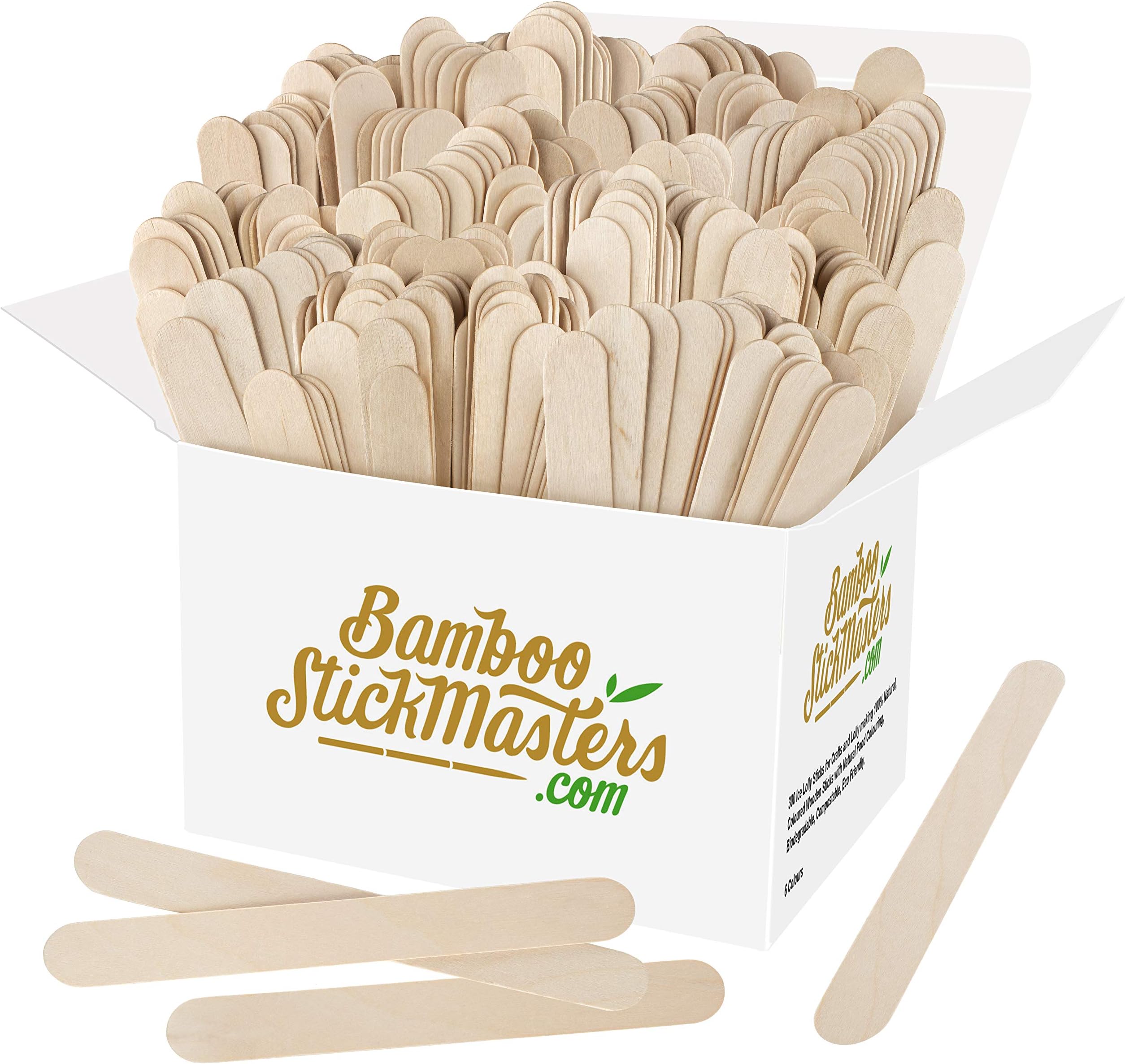 Jumbo Lolly Sticks 300 Giant Wooden Lollipop Sticks Natural Wood Art ...