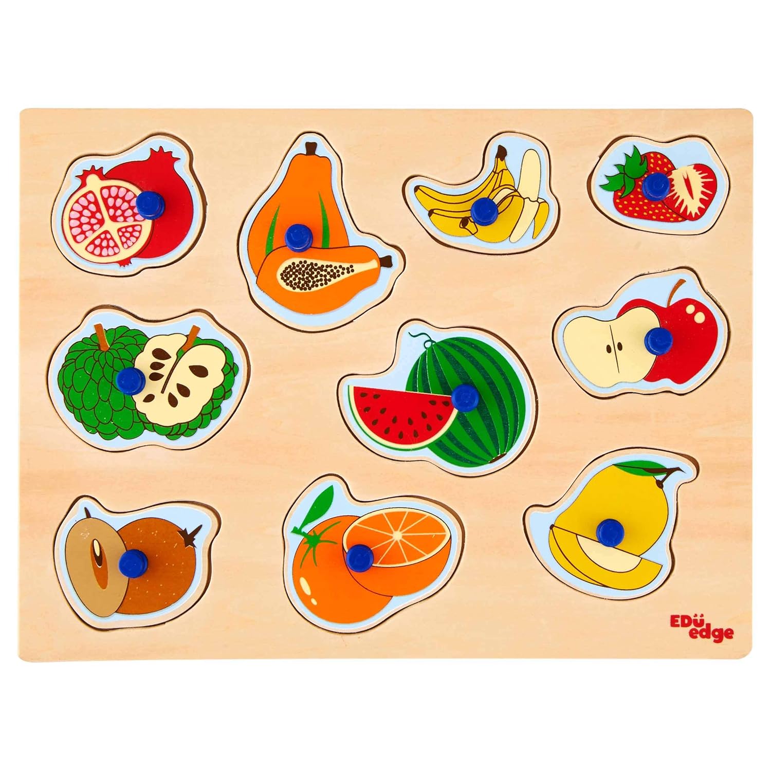 Eduedge Fruits Puzzle Has Ten Knobbed Pictures In A Tray, Enhances Fine ...