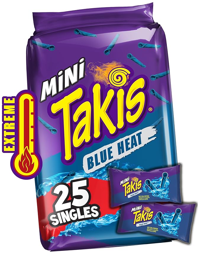 Amazon.com: Takis Blue Heat Mini 25 pc / 1.23 oz Bite Size Multipack ...