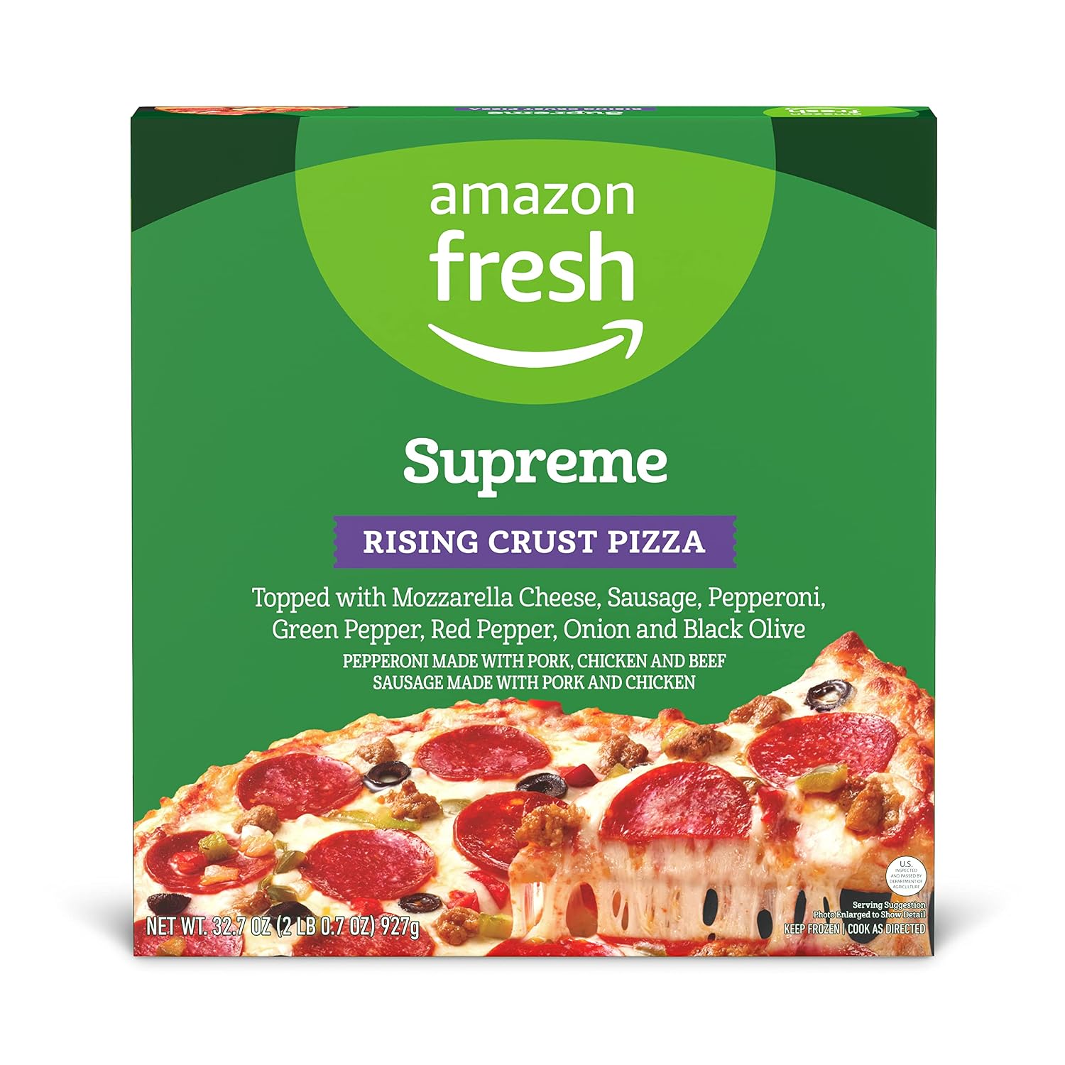 Amazon.com: Amazon Fresh, Supreme Rising Crust Pizza, 32.7 Oz : Grocery ...