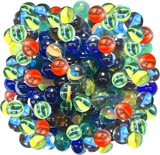 100 x Glass Marbles for Kids | Traditional Small Marbles Assorted | Bag ...