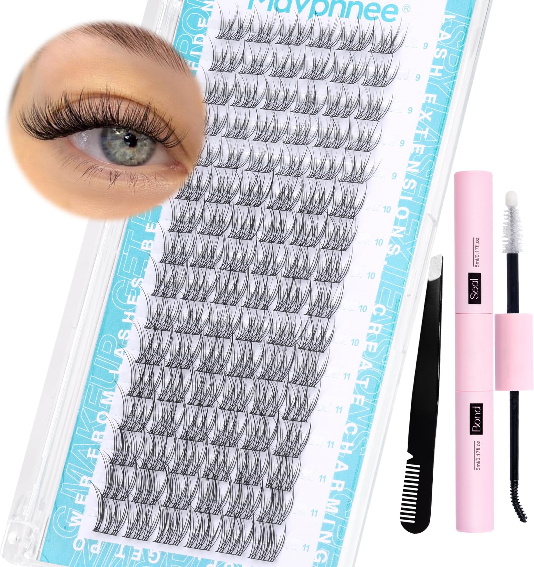 Amazon.com: Natural Lash Clusters DIY Eyelash Extension Wispy 144 Pcs ...
