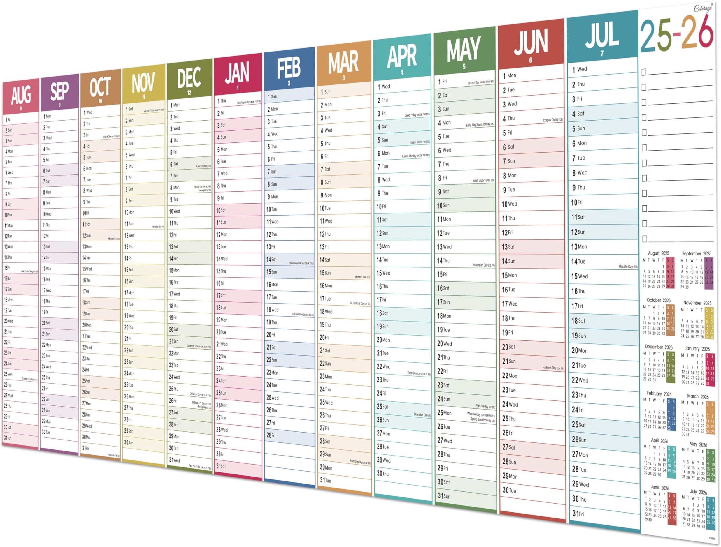 PACKLIST® A1 Wall Planner 2025, Big Wall Calendar Poster A1 84 x 60 cm ...