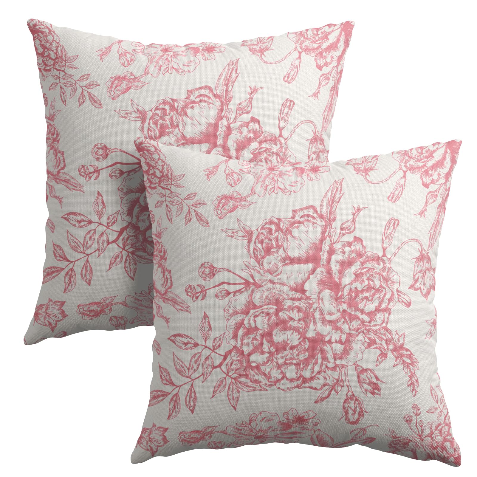 Amazon.com: Light Pink Floral Pillow Covers 18x18 Set of 2 Chinoiserie ...