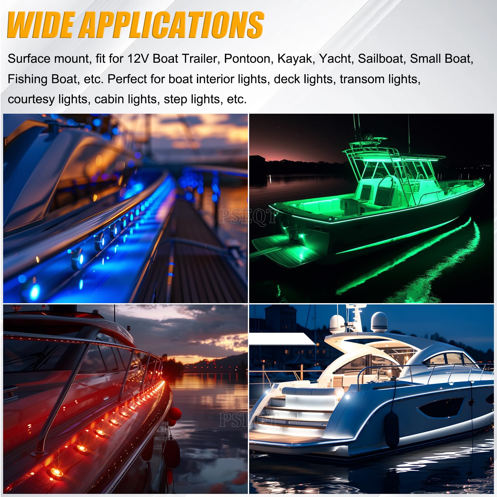Snapklik.com : 6Pcs 6LED RGBW Boat Courtesy Lights, 4-color 3 Round ...