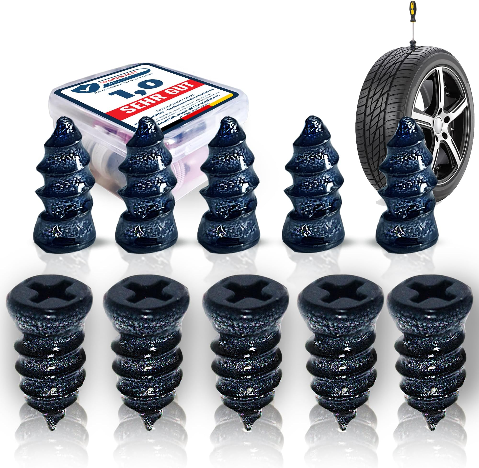 FIXWERKPRO Reifenreparaturset (10er-Pack) inkl. Nothammer – Effektiv ...