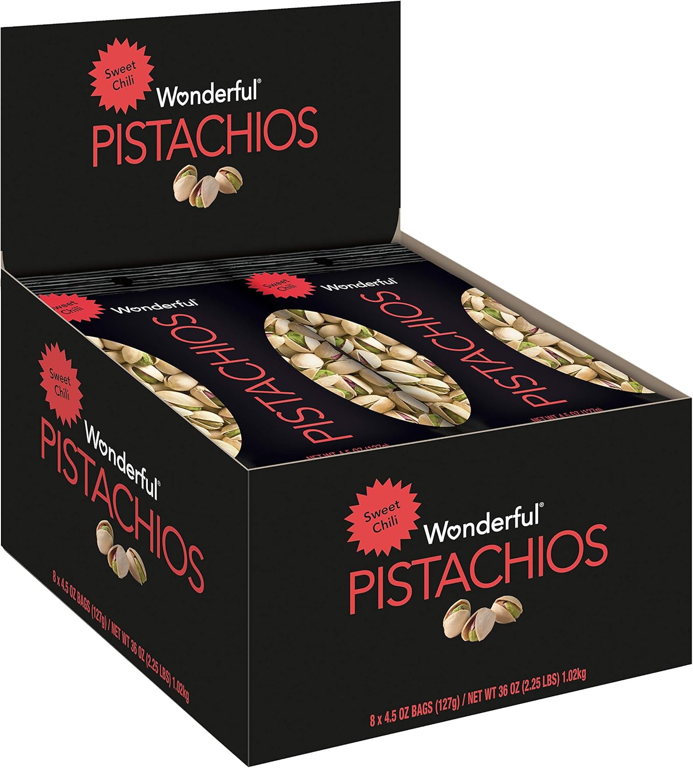Wonderful Pistachios Sachet de 8 sachets de 127,6 g Parfum piment sucré ...