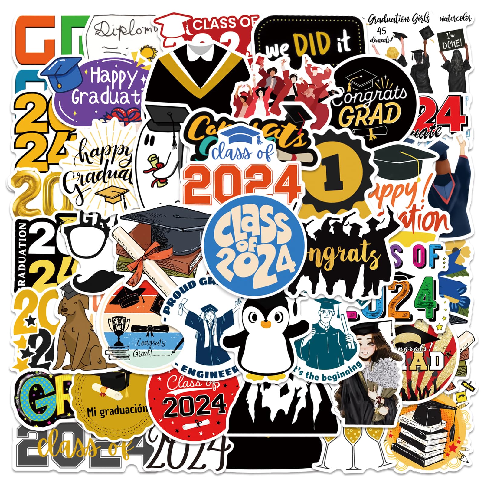 Amazon.com: 50Pcs Graduation Stickers 2024 College Stickers Class of ...