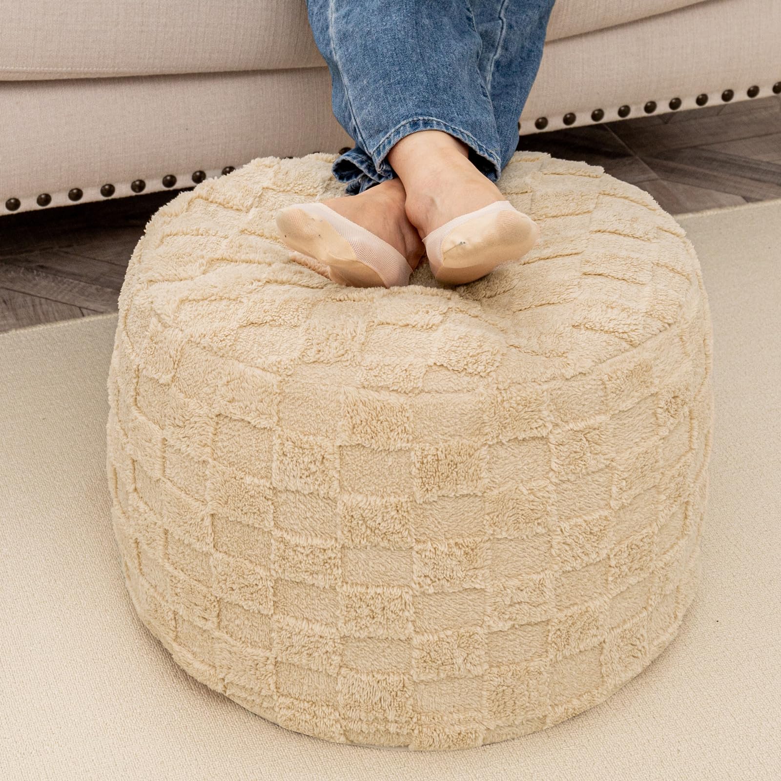 Amazon.com: Round Pouf Ottoman Boho Poof Home Decor Floor Pouffe ...