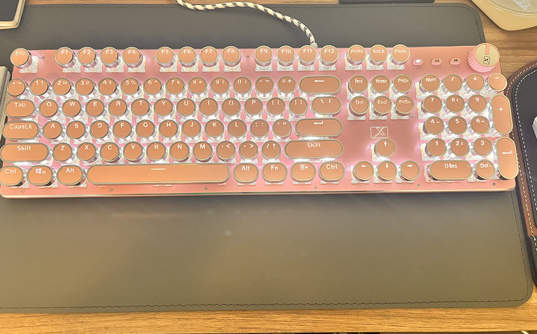 CC MALL Gaming Keyboard,Retro Punk Typewriter-Style, Blue Switches ...