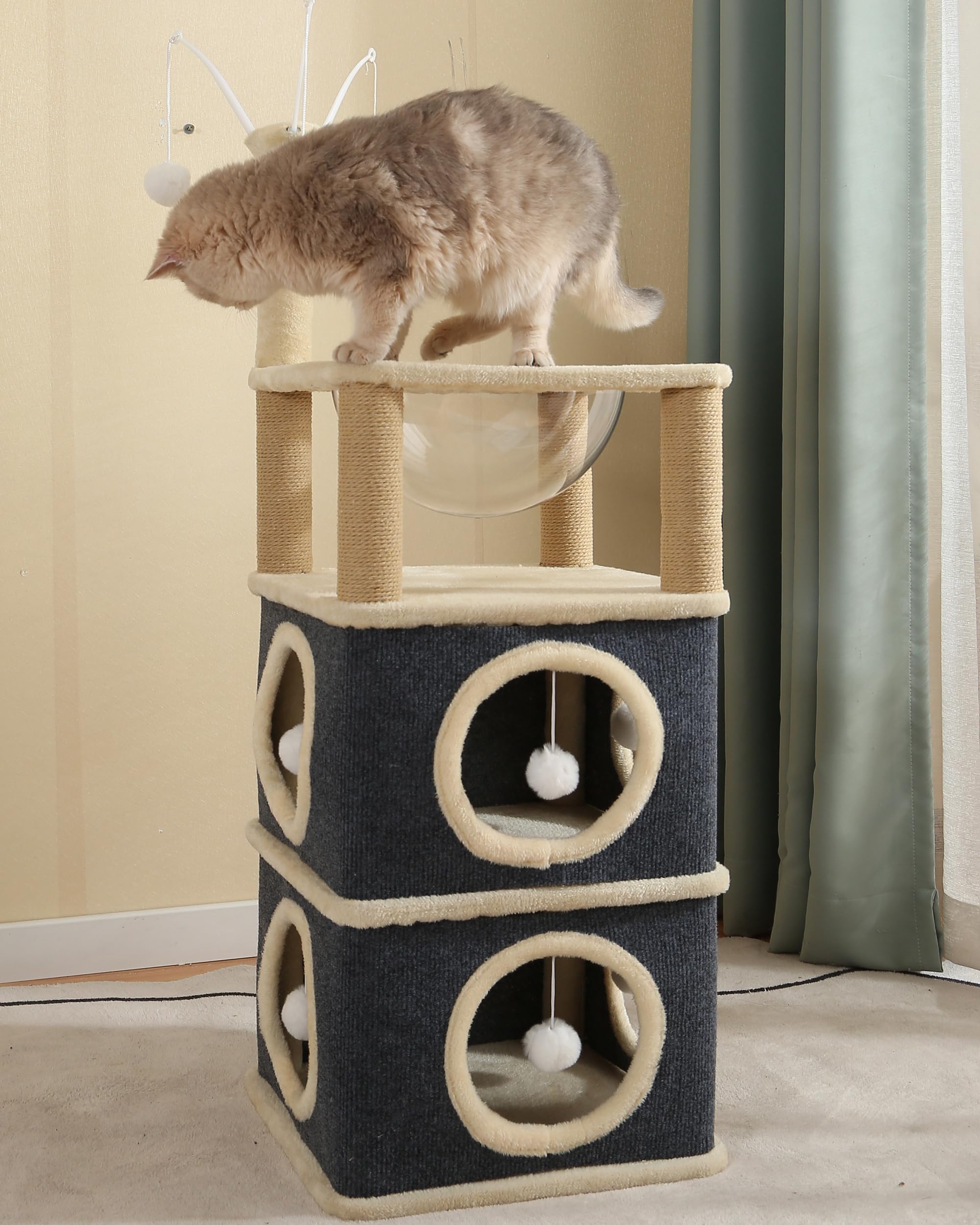 Amazon.com : 3 Storey Cat House for Indoor Cats, 45”H Cat Bed for ...