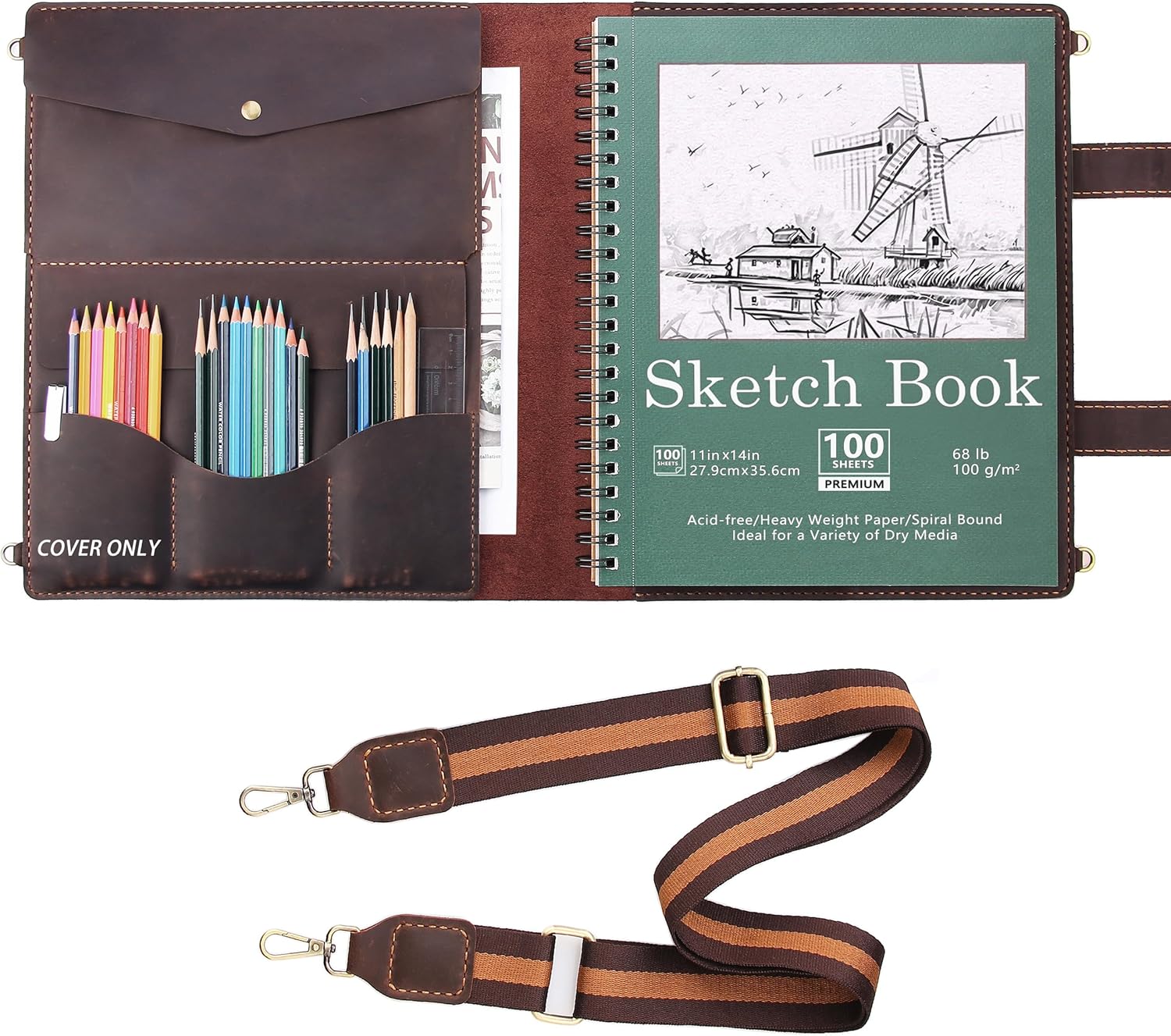 Amazon.com: Robrasim Handmade Leather Sketchbook Cover, Artist Sketch ...