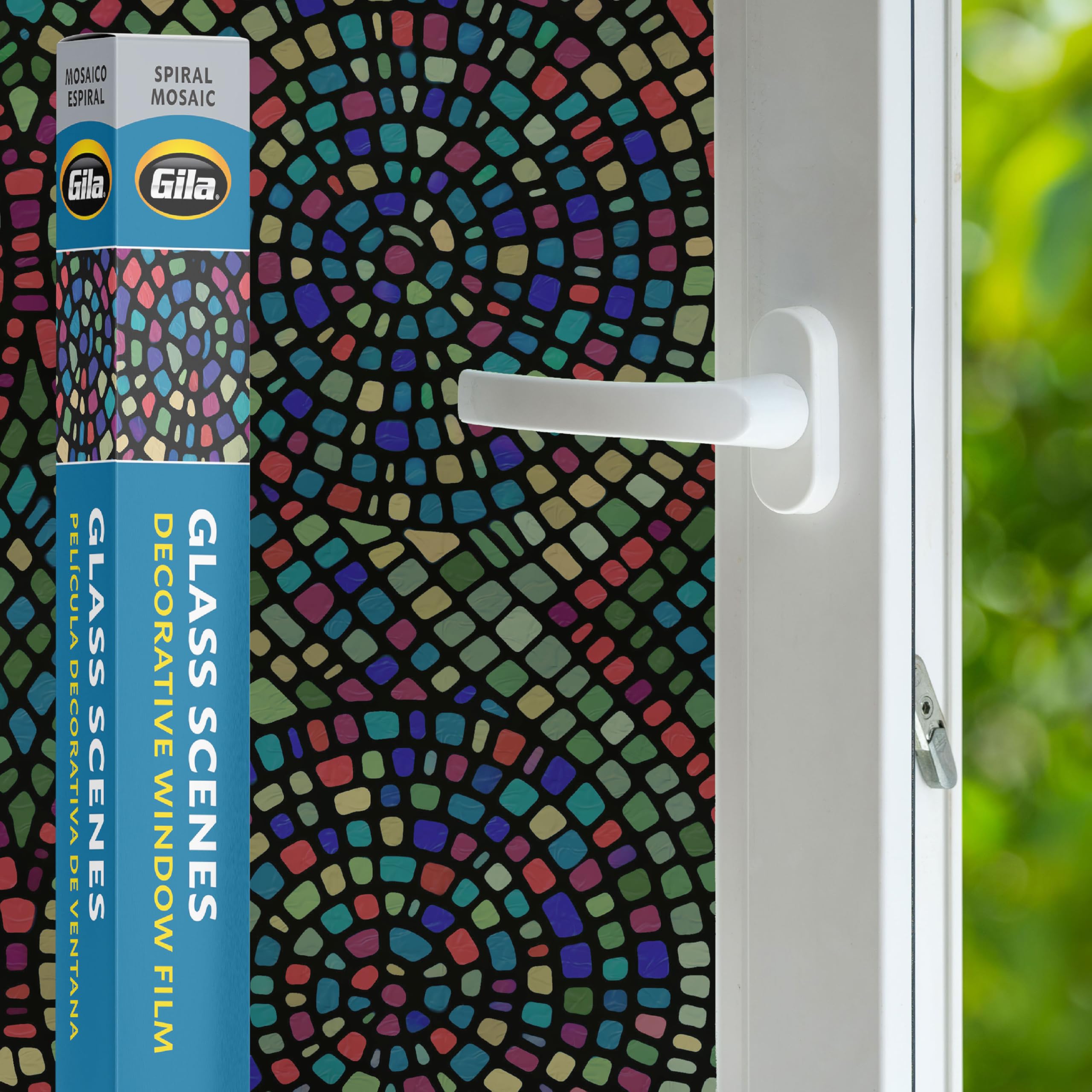 Snapklik.com : Gila Glass Scenes Spiral Mosaic Decorative Window Film DIY Static Cling, 3ft X 6.5ft