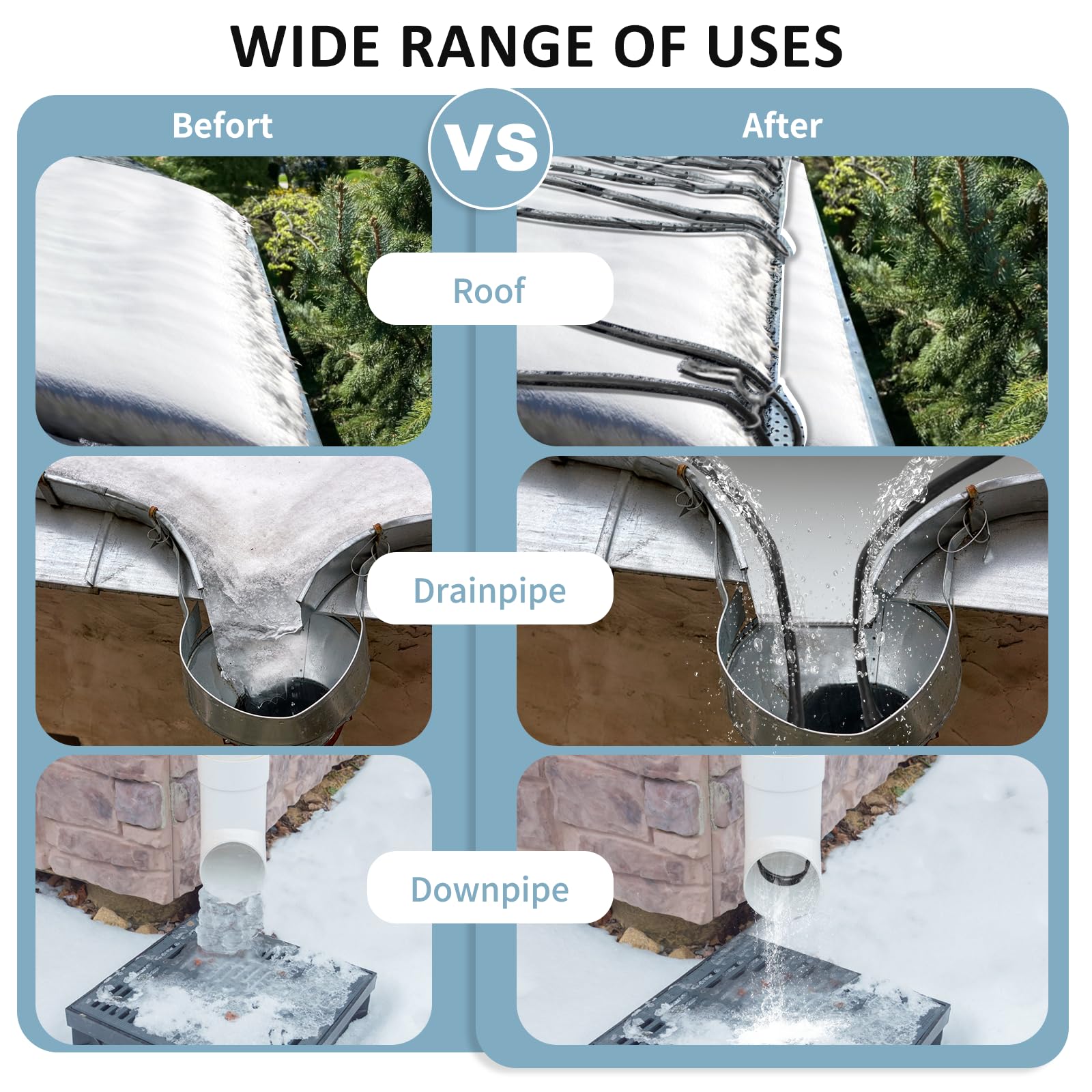 Snapklik.com : TOPUDRE TDSF1 150ft Roof Heat Tape, Self-Regulating And ...