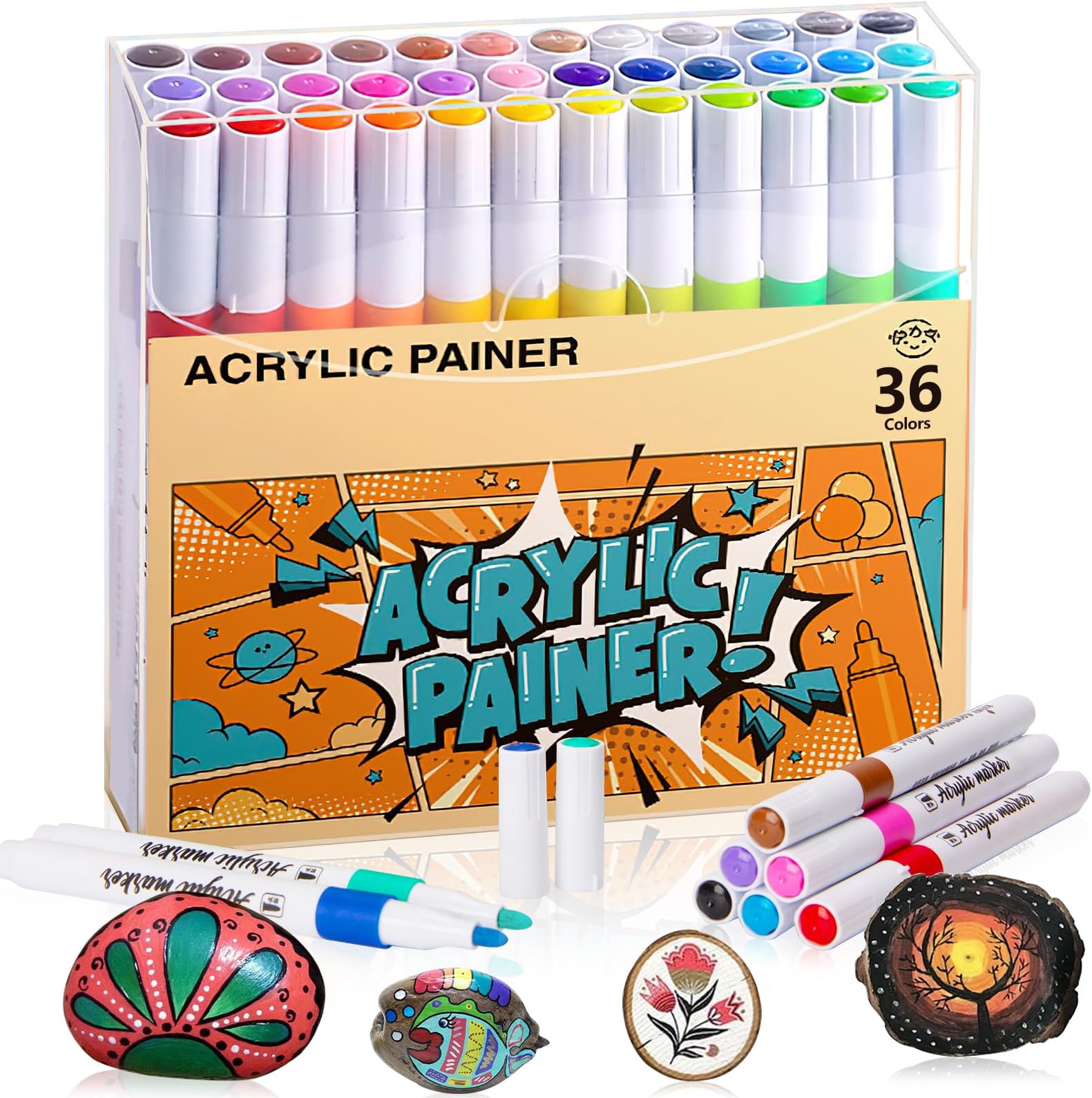 HONGHCL Plumones Acrilico 36pcs - Acrylic Markers Profesionales ...