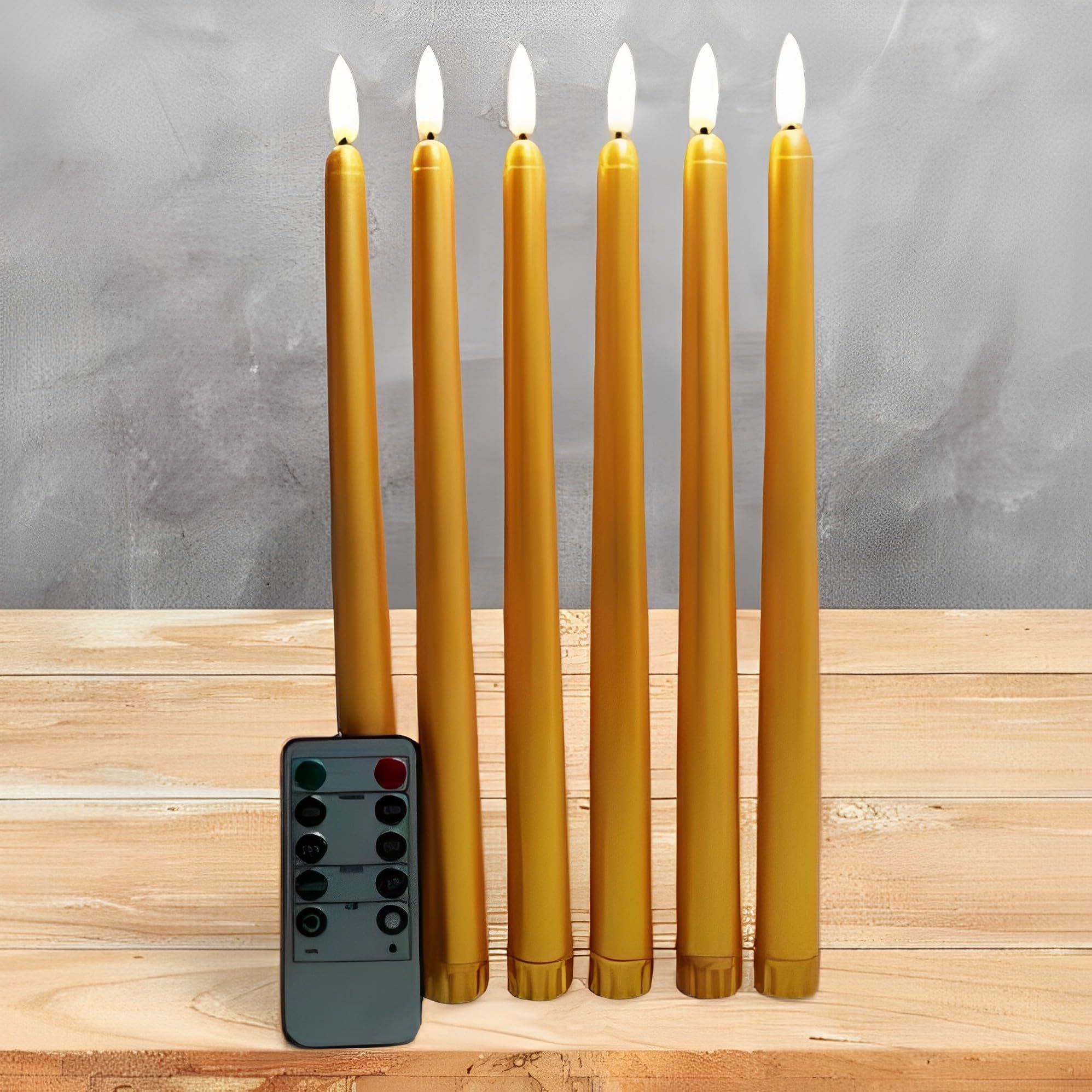 Amazon.com: Ni-JASW Gold Flameless Taper Candles with Remote Timer ...