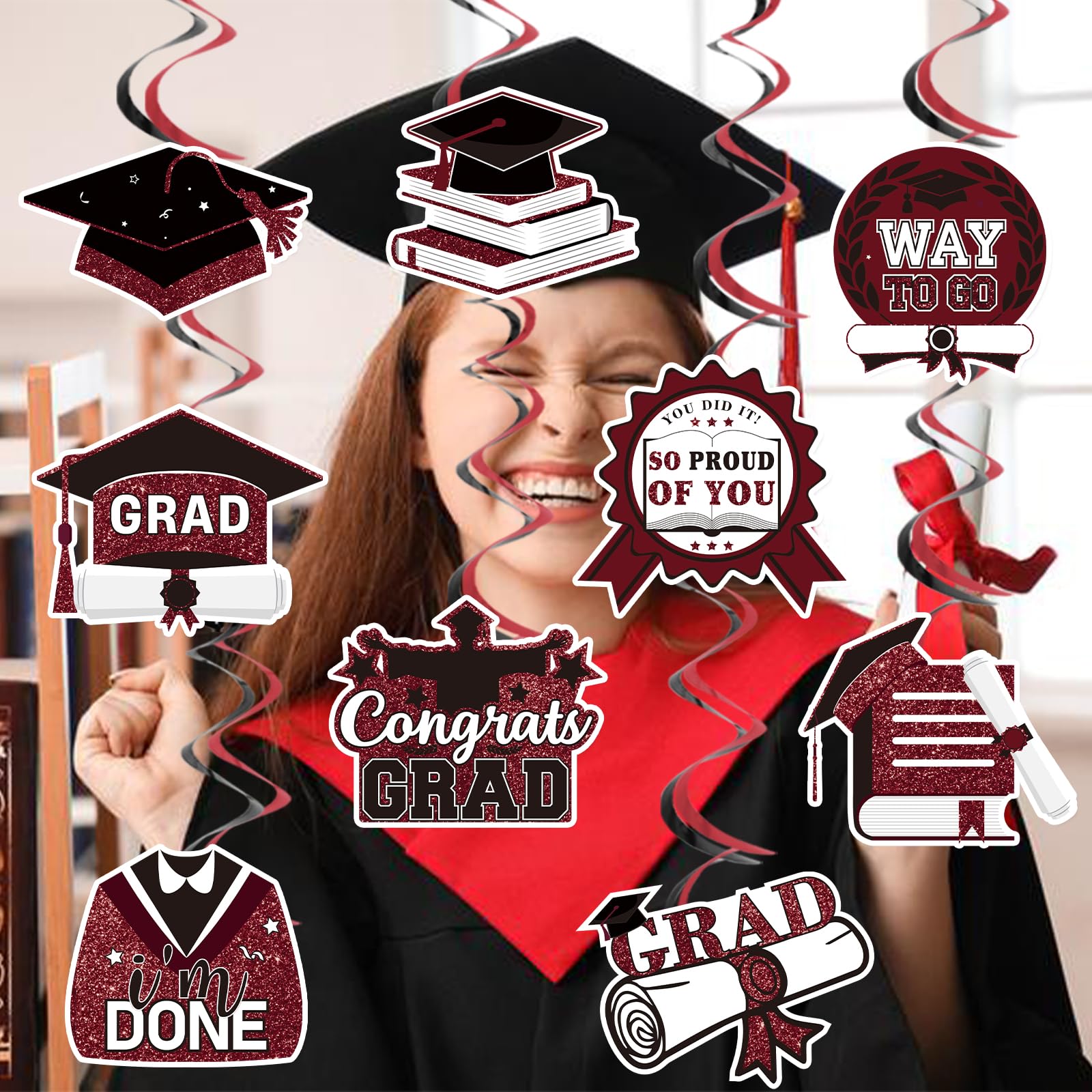 Maroon And Silver Graduation Decorations 2025 Maroon Congrats Grad ...
