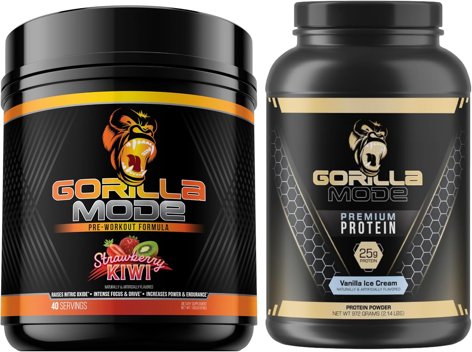Amazon.com: Gorilla Mind Pre Workout (Strawberry Kiwi) + Premium Whey ...