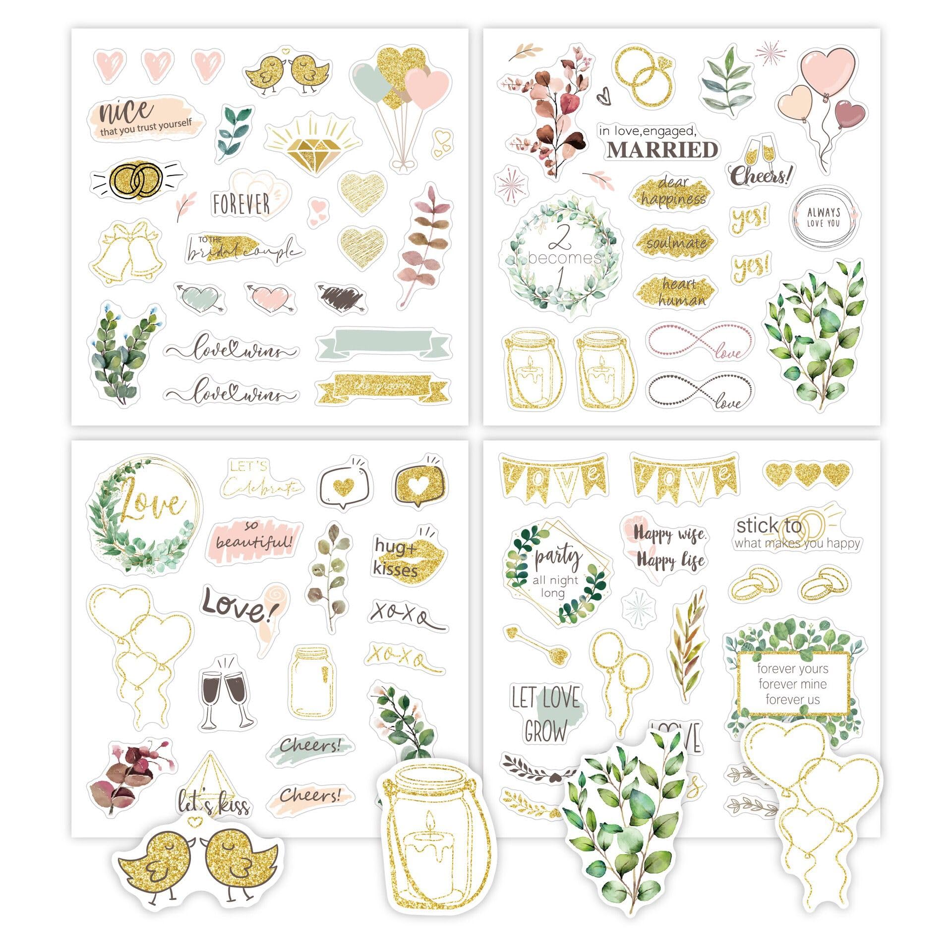 Amazon.com: 4 Sheets of 80 Waterproof Wedding Planner Stickers for ...