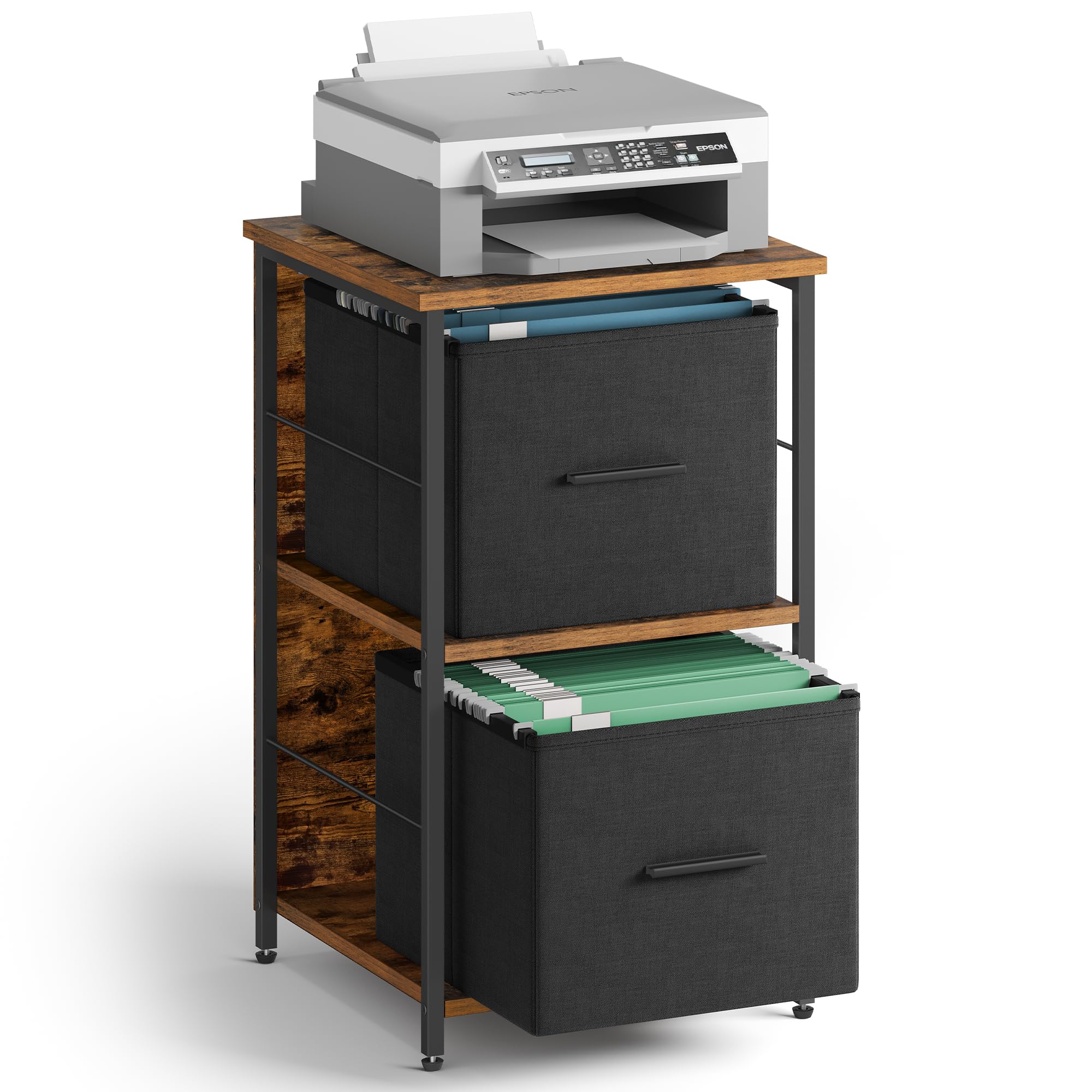 VASAGLE File Cabinet with 2 Drawers, Printer Stand, Cube Storage Shelf ...