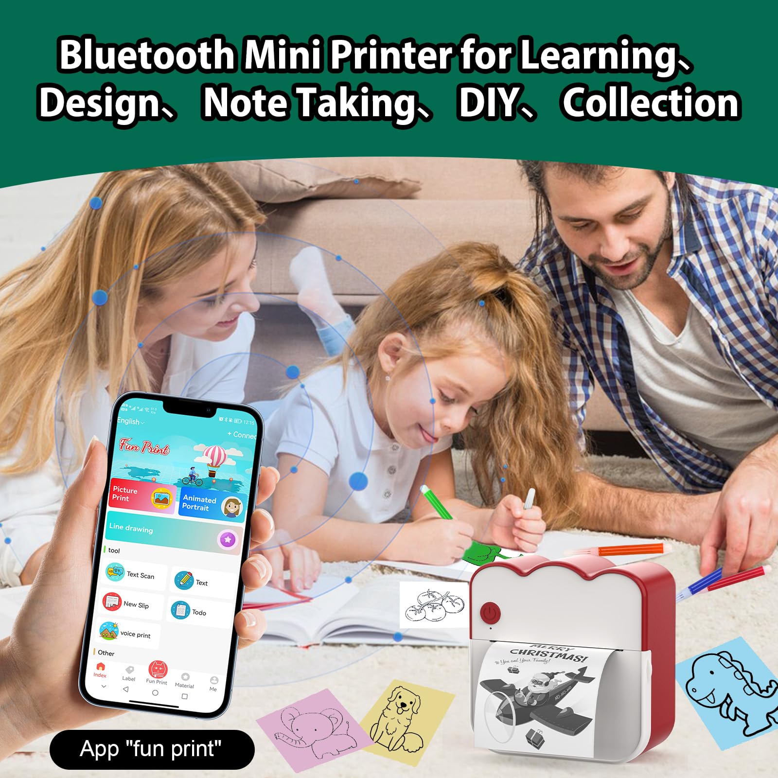 Snapklik.com : HuiJuKeJi Mini Sticker Printer Santa Claus Bluetooth ...
