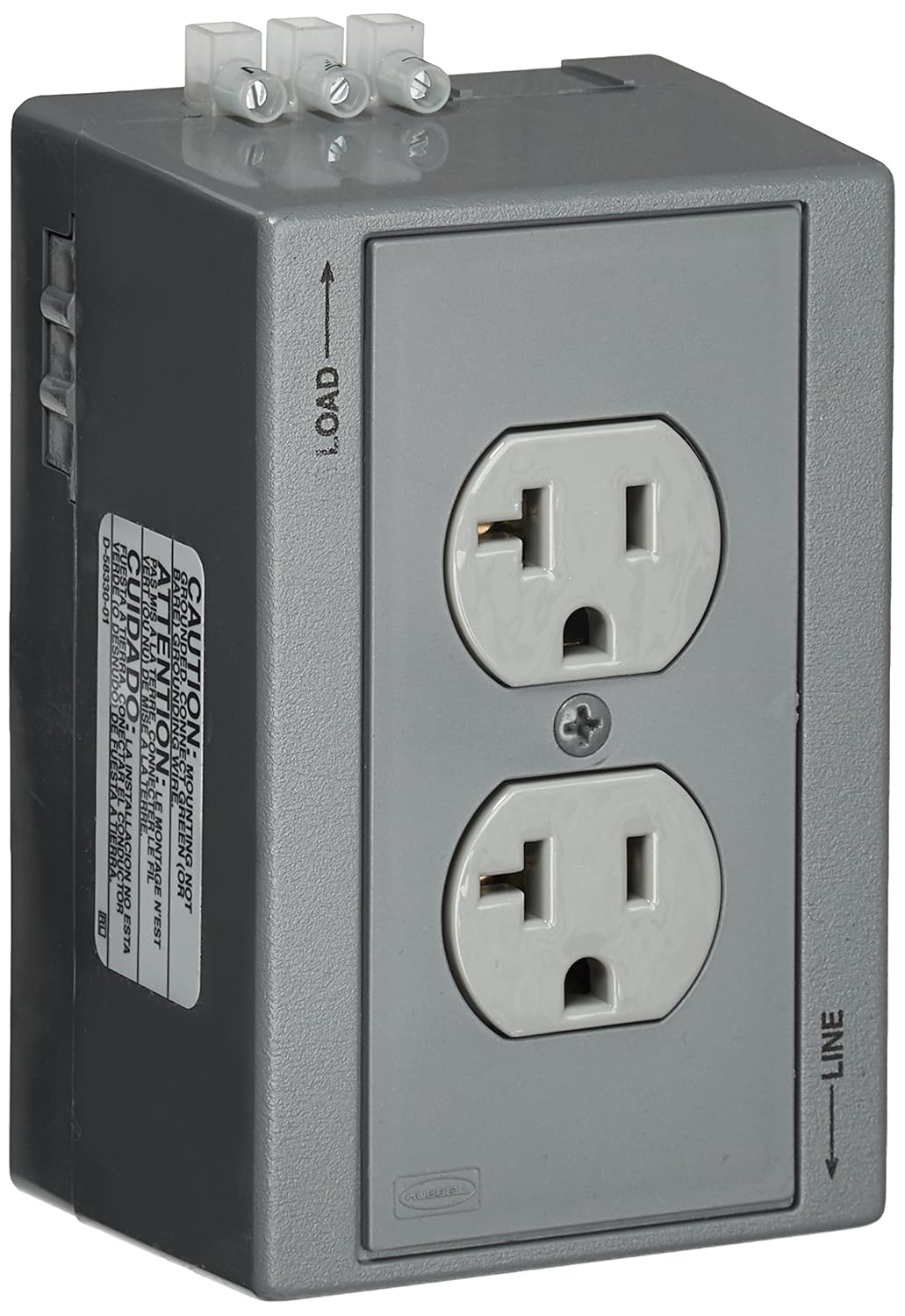 Hubbell DRUB20AC DIN Rail Utility Box, 20 amp, 125V, Duplex, with AUX ...