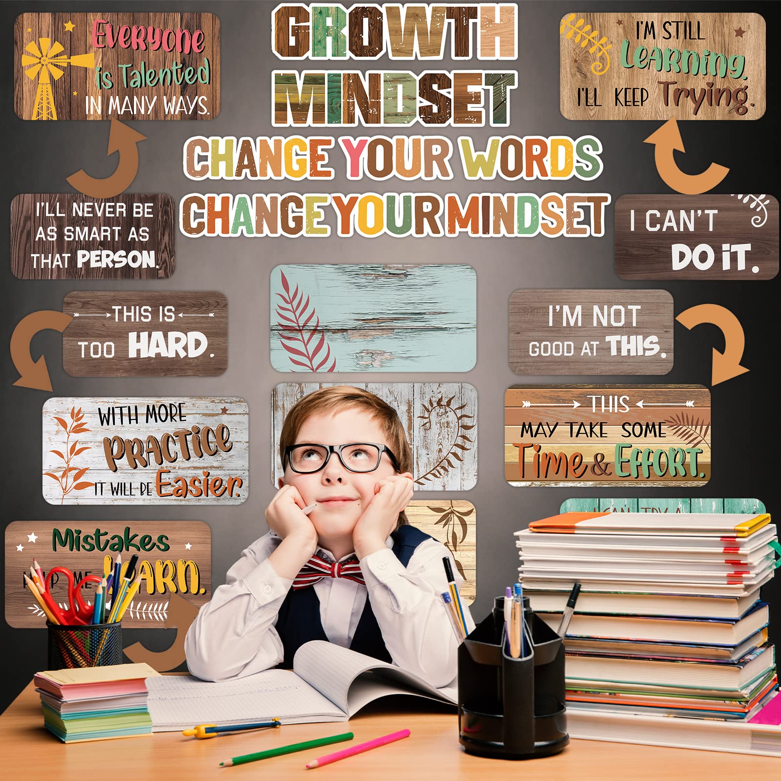 Snapklik.com : 30 Pcs Growth Mindset Bulletin Board Decor Farmhouse ...
