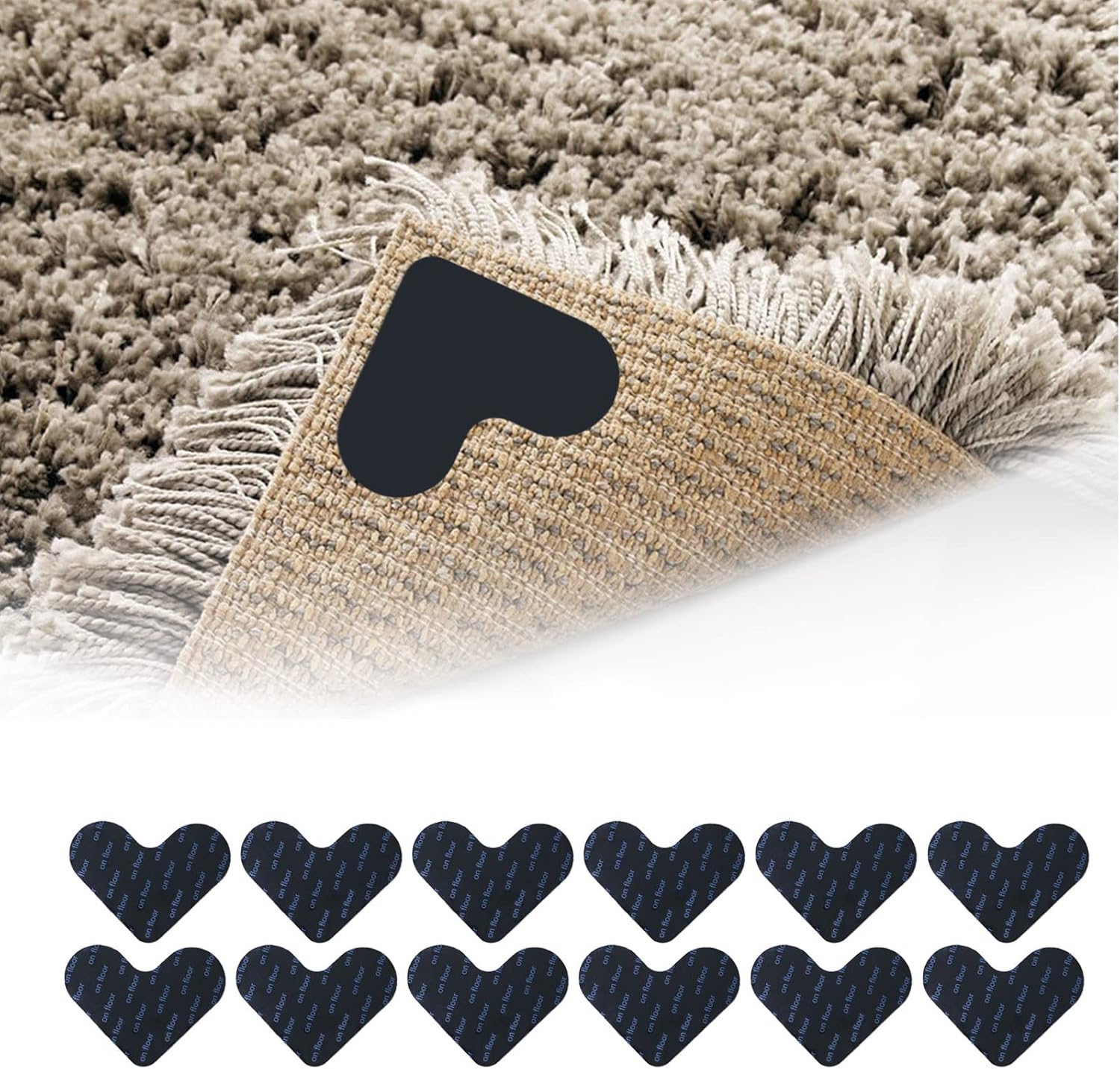 Amazon.com: 12PCS Carpet Stickers for Area Rugs, Rug Slip Stopper Heart ...
