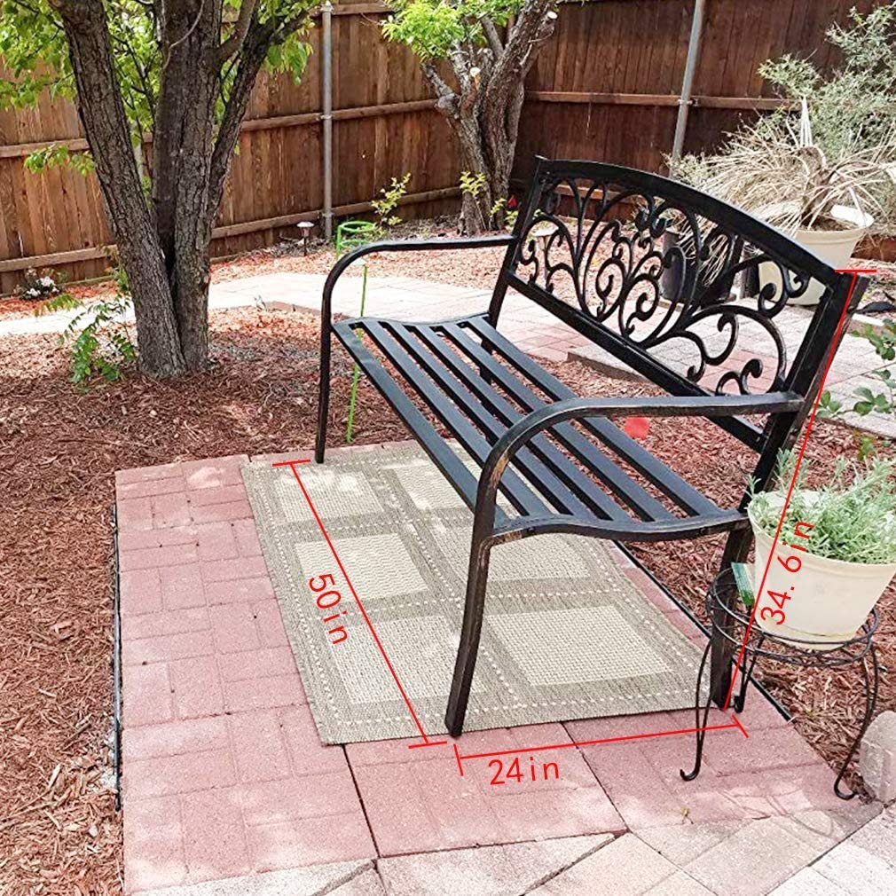 Snapklik.com : 50in Garden Bench,Powder-Coat Steel Outdoor Benches ...