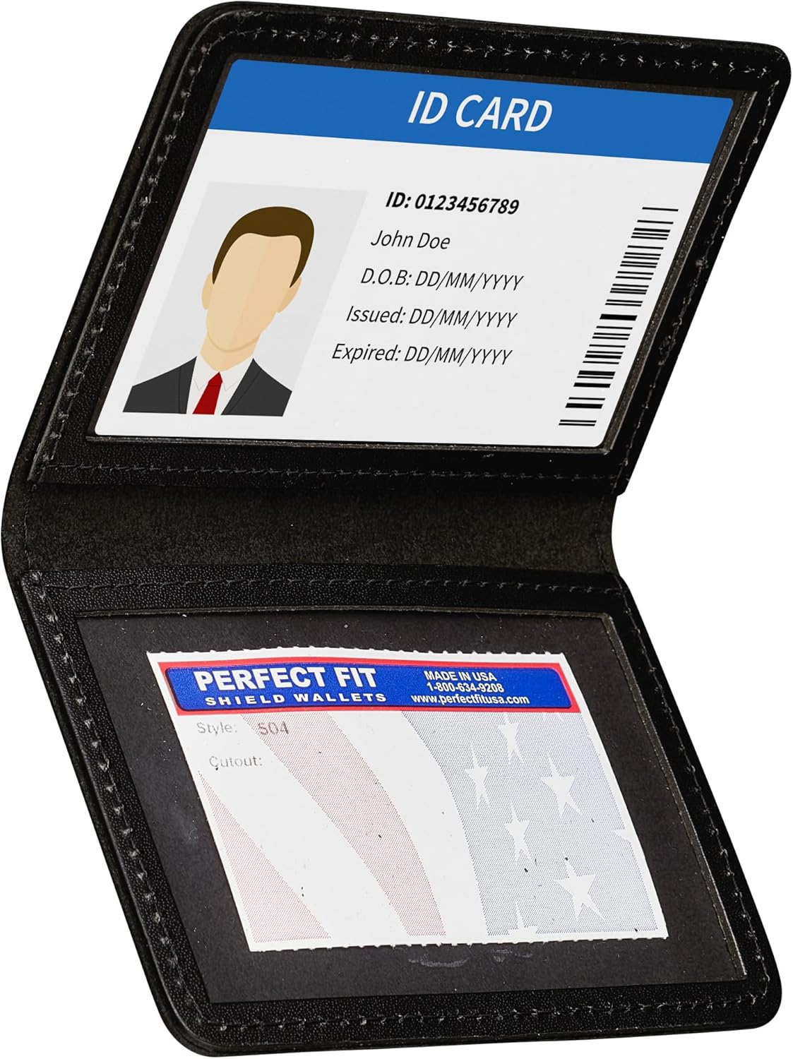 Amazon.com: Perfect Fit Shield Wallets 2 ID Leather License Holder ...