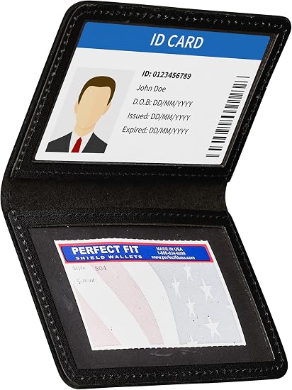 Amazon.com: Perfect Fit Shield Wallets 2 ID Leather License Holder ...