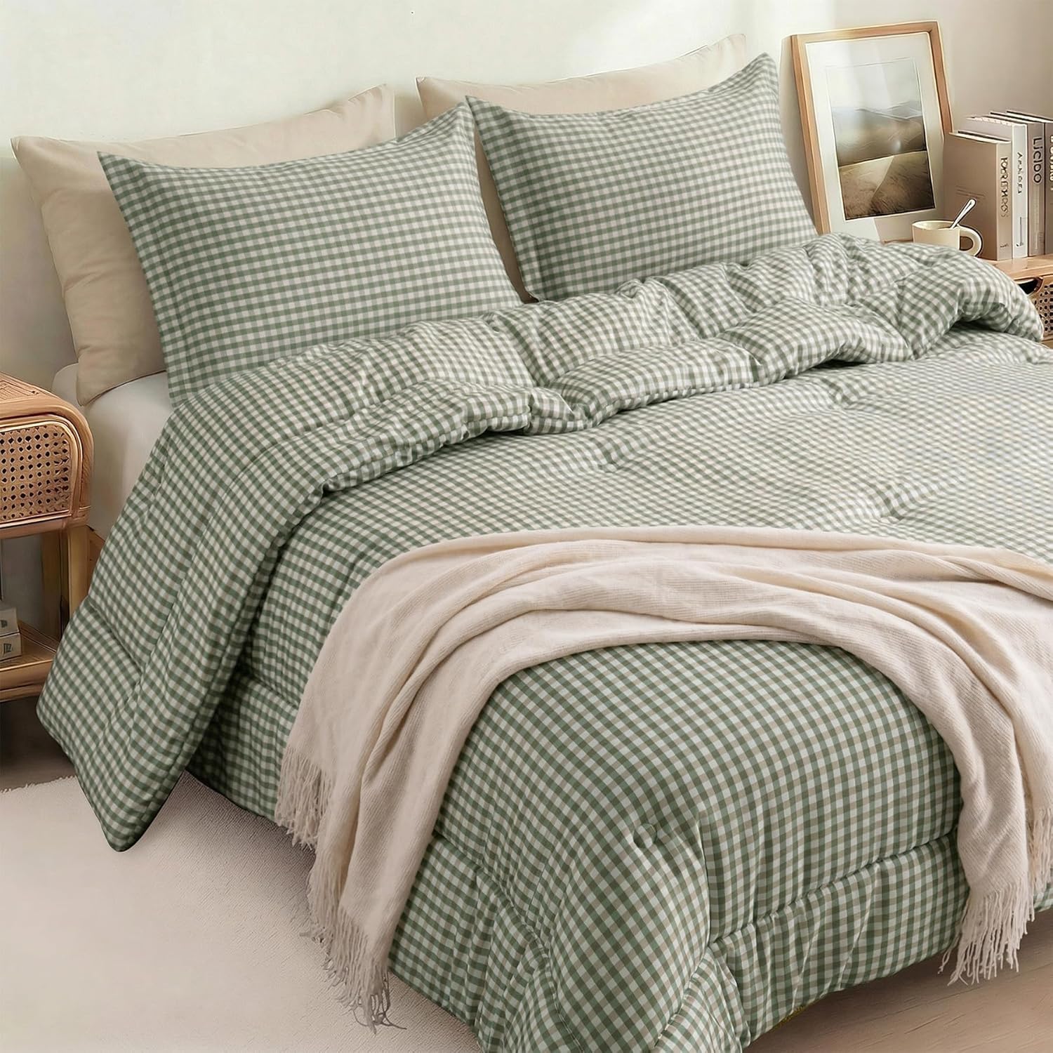 Amazon.com: SunNewt Twin XL Comforter Set, Modern Plaid Checkered ...