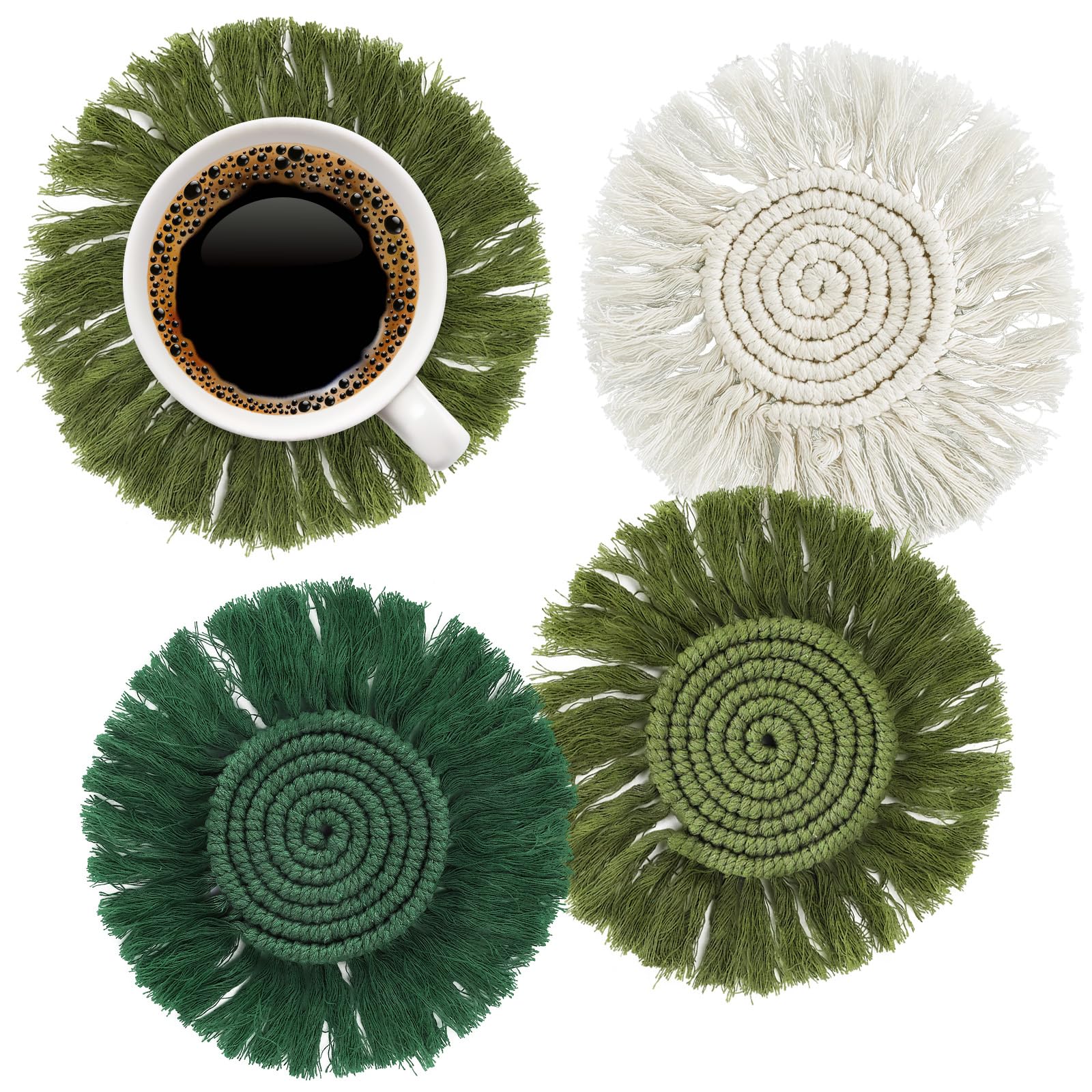 Amazon.com: Whaline 3Pcs Boho Macrame Coasters Set Handmade Braided ...