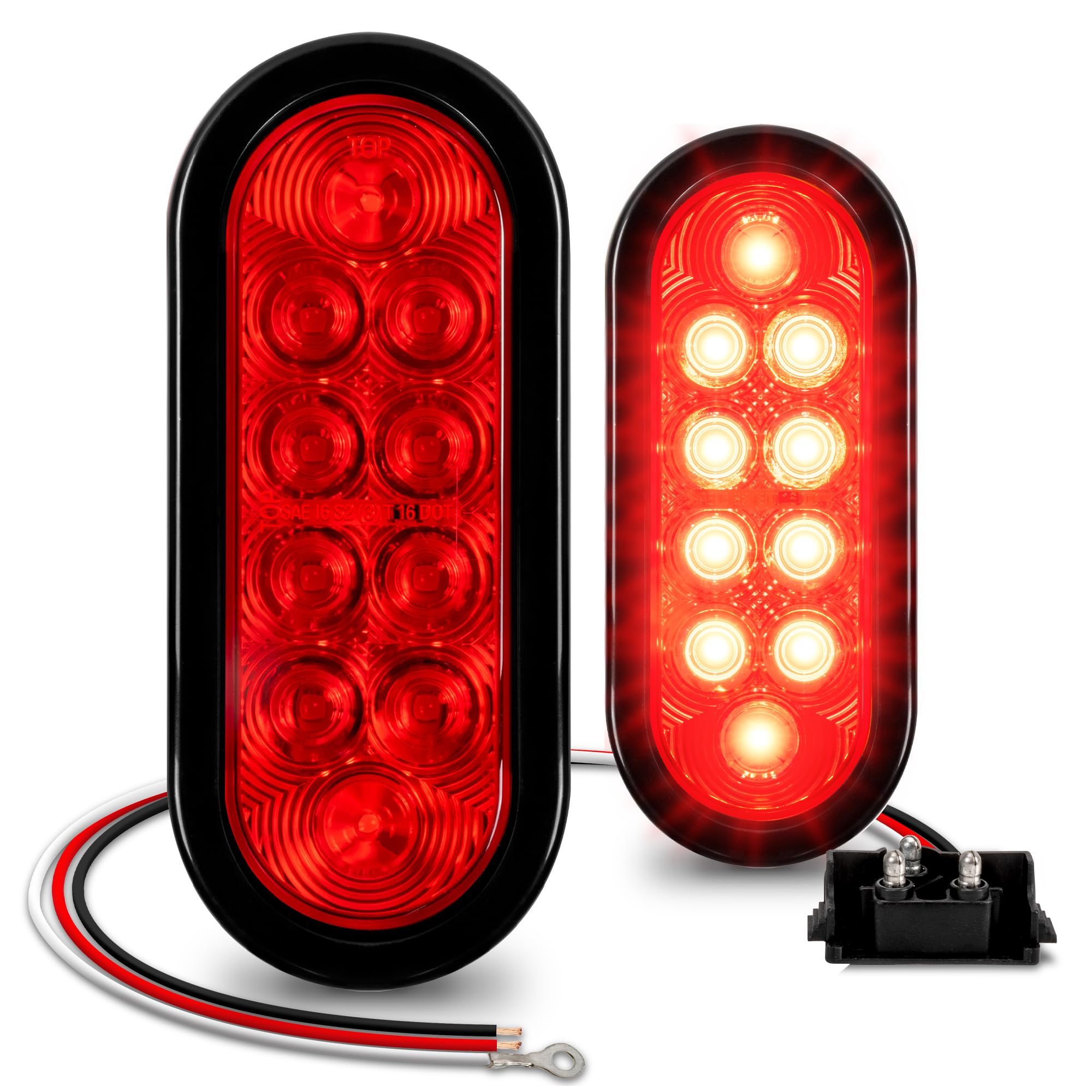 Amazon.com: TRUE MODS 2pc 6" Red Oval LED Trailer Tail Light Kit [DOT ...