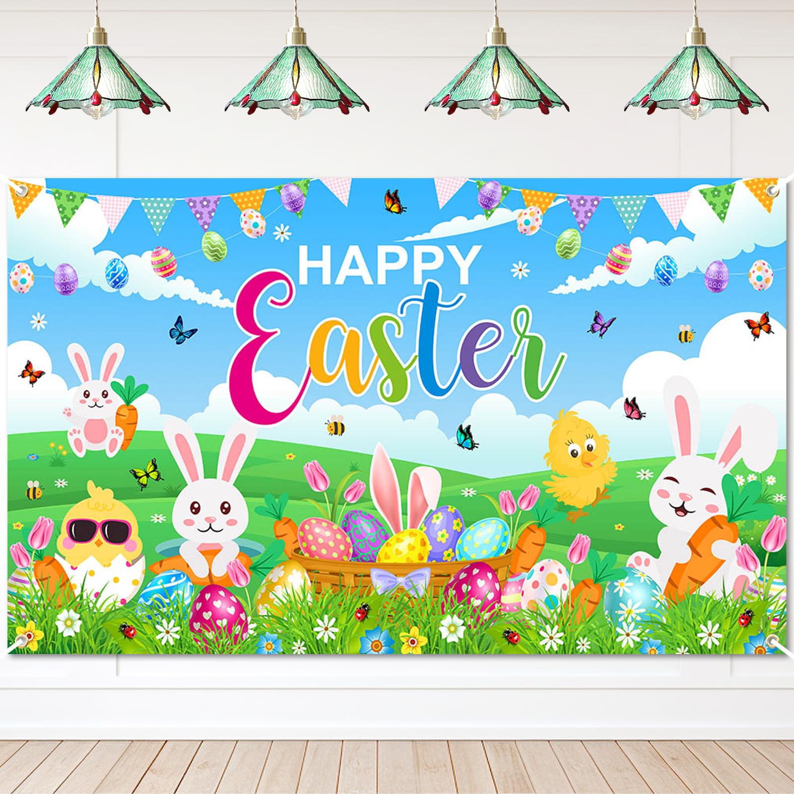 Amazon.com: Avezano Happy Easter Banner Happy Easter Photography ...