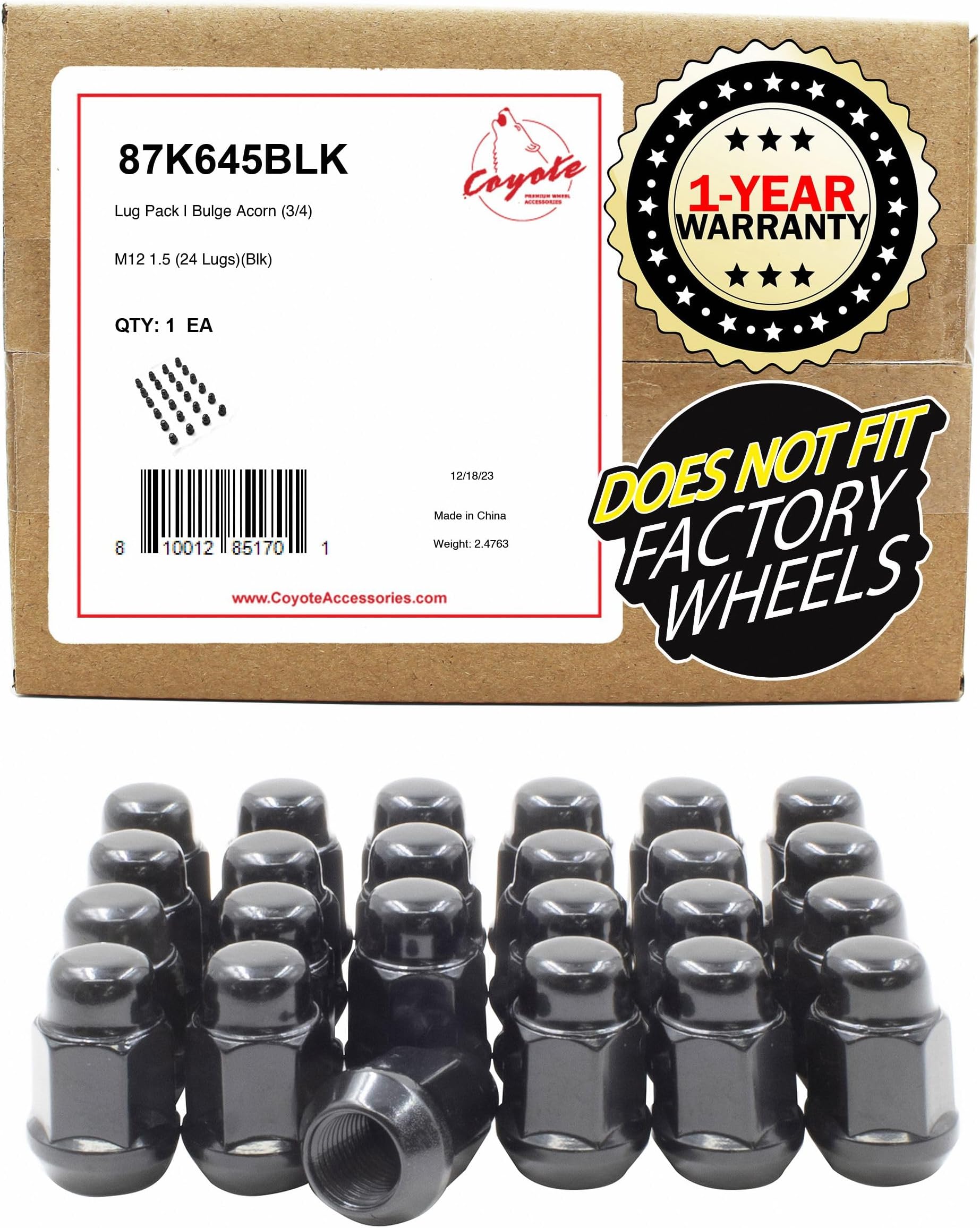 Amazon.com: Wheel Accessories Parts 24 Pcs 12mm 1.25 12x1.25 Thread Car ...