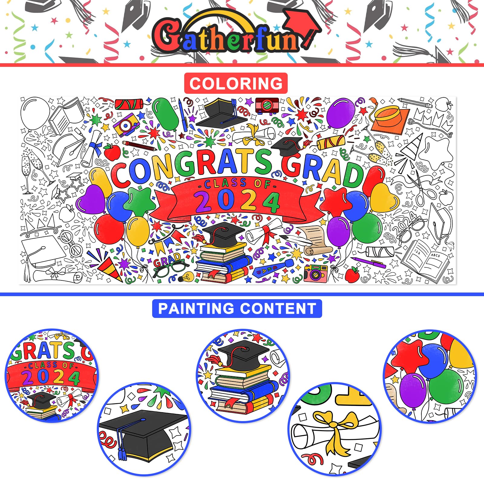 Snapklik.com : Graduation Party Giant Coloring Poster - 31.5x 72 Inches ...