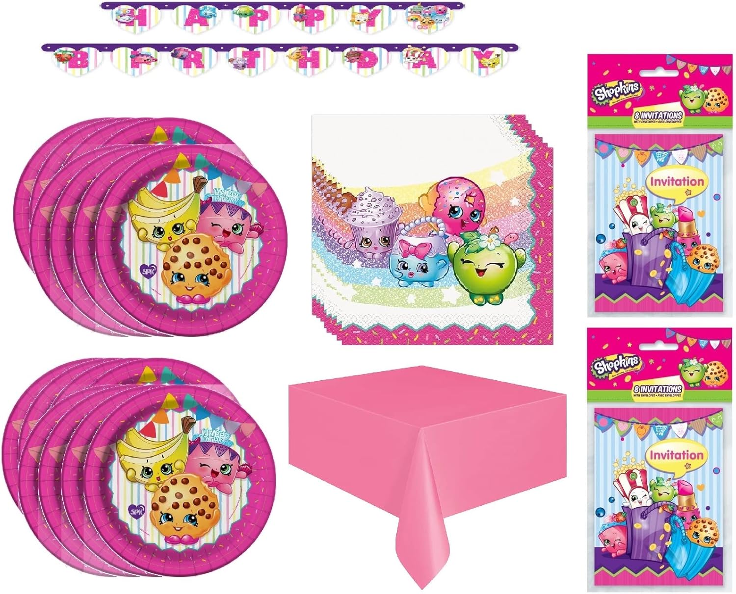 Amazon.com: Shopkins Birthday Party Supplies Bundle Set includes Plates ...