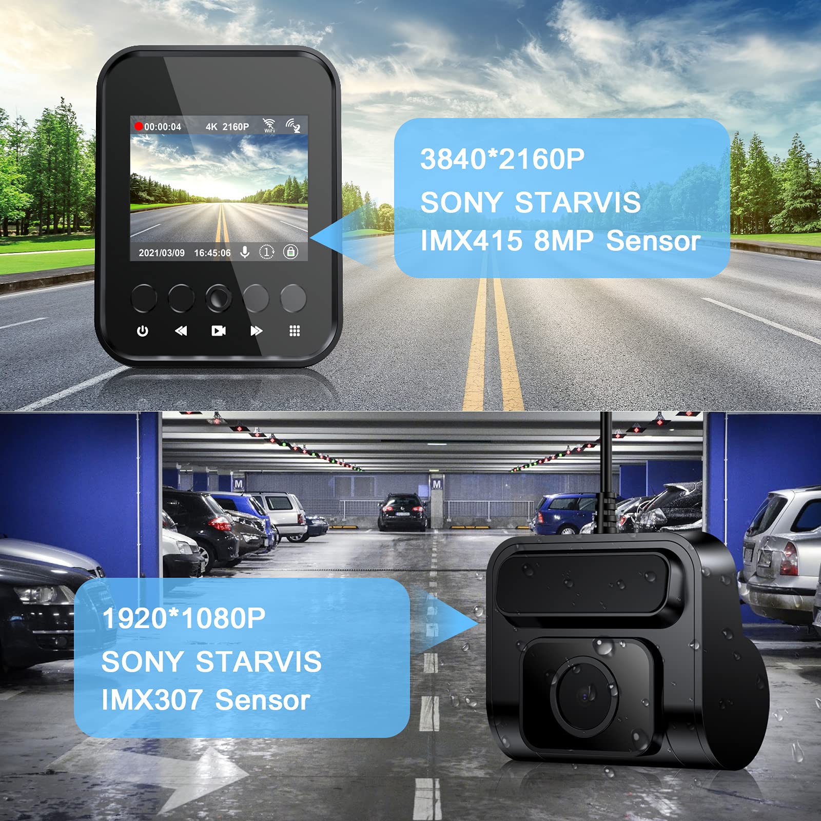Snapklik.com : GreaTalent 4K Dual Dash Cam 3840x2160P +1080P Front And ...