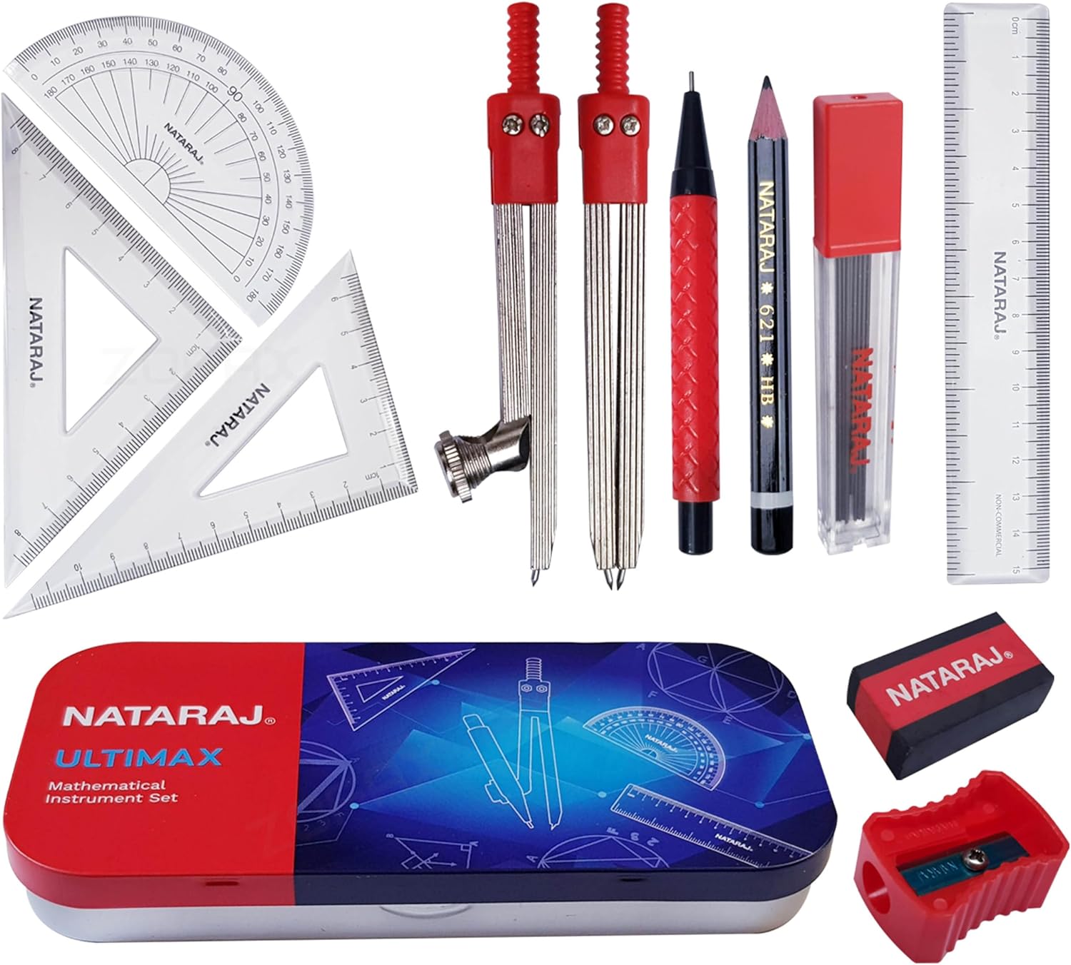 11 Pcs Ultimate Maths Geometry Set, Maths Compass Protractor Divider ...